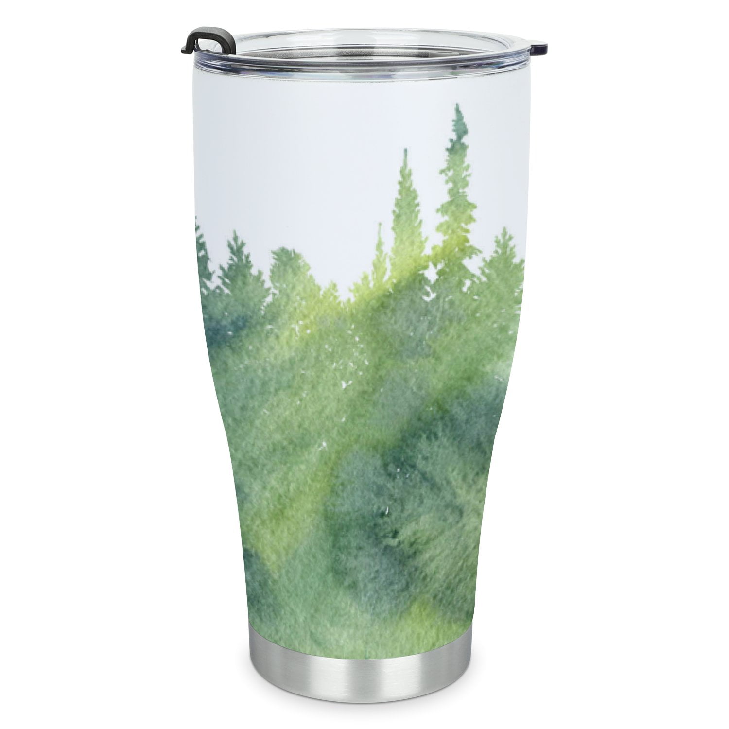 GZHJMY 30OZ Car Cup Travel Mug, Watercolor Landscape with Pine and Fir ...