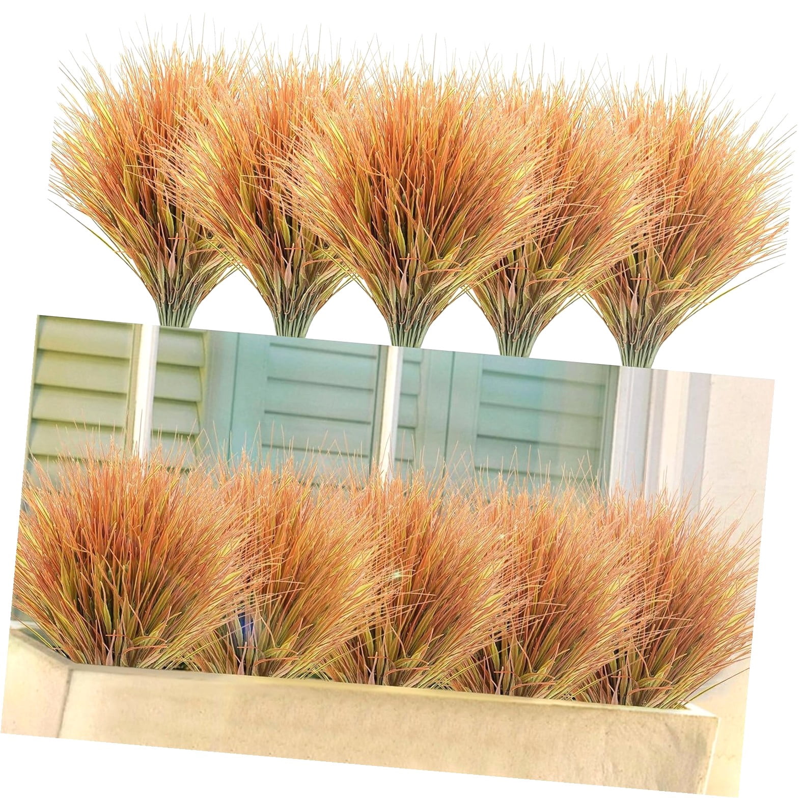 GZHJMY 36 Bundles Artificial Grasses Wheat Artificial Plant UV Resistant Fake Grasses Fade ...