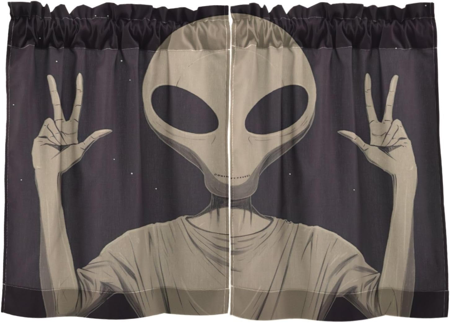 GZHJMY 36 Inch Length Kitchen Curtains Alien 2 Panels Half Window Sheer ...