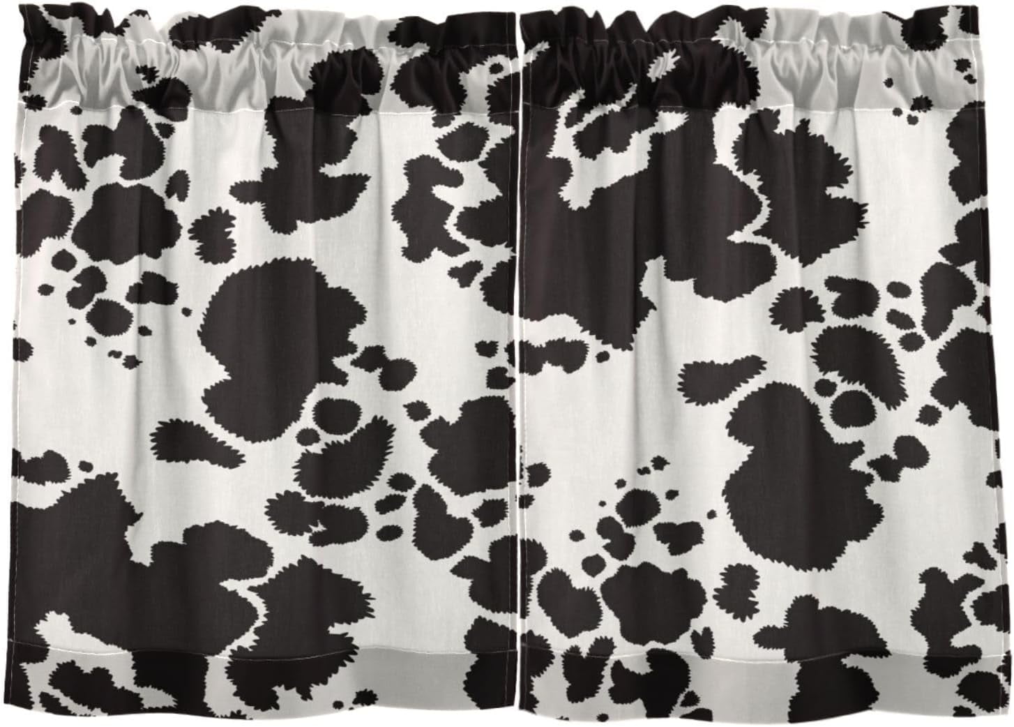 GZHJMY 36 Inch Length Kitchen Curtains Cow Pattern 2 Panels Half Window ...
