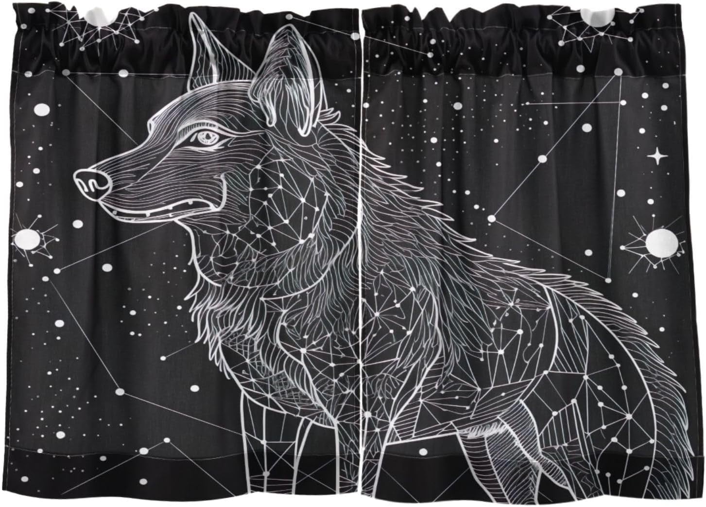 GZHJMY 36 Inch Length Kitchen Curtains Wolf 2 Panels Half Window Sheer ...