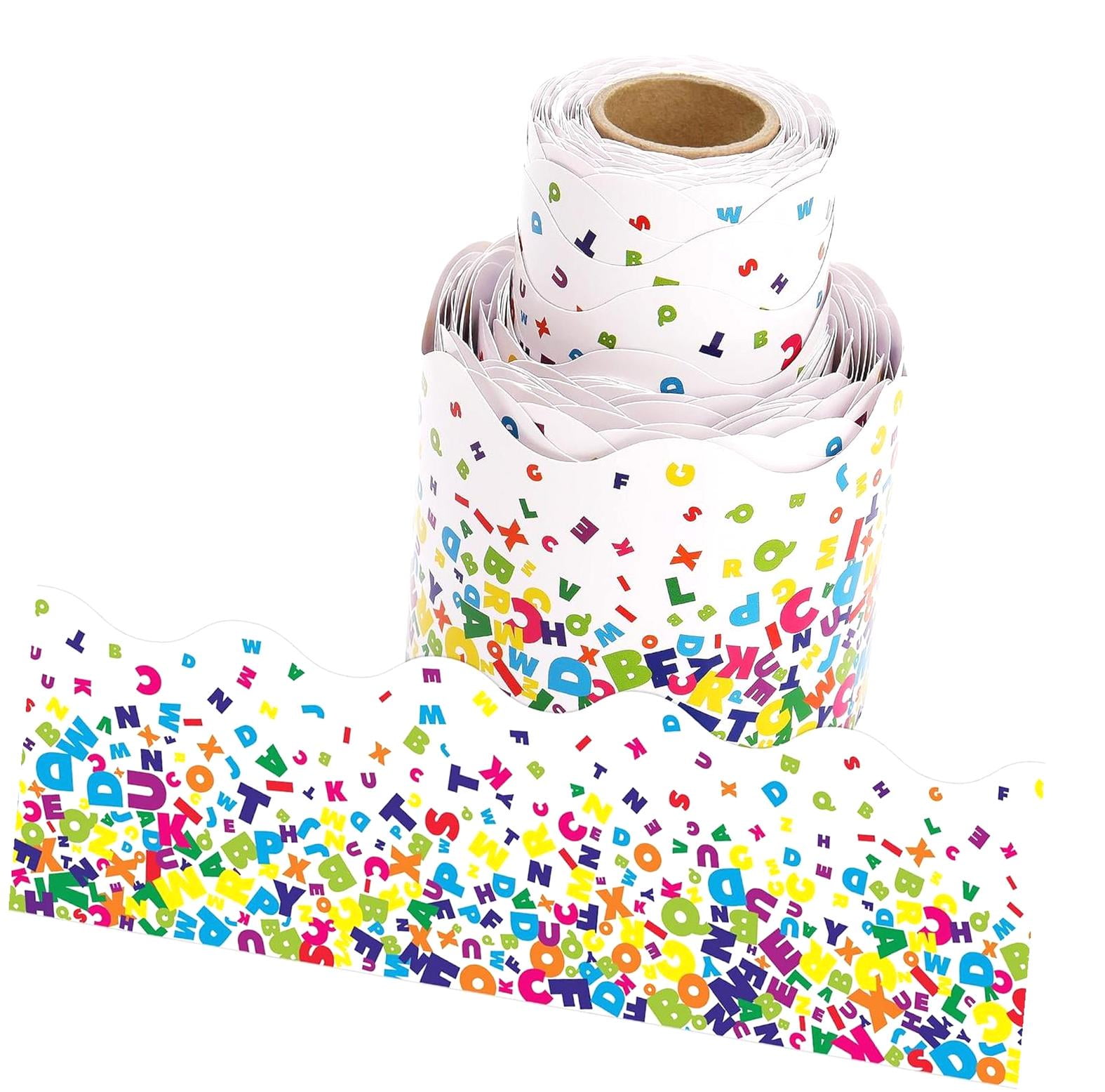 GZHJMY 36Ft Vibrant Letter Bulletin Board Border Roll, Confetti Letter ...