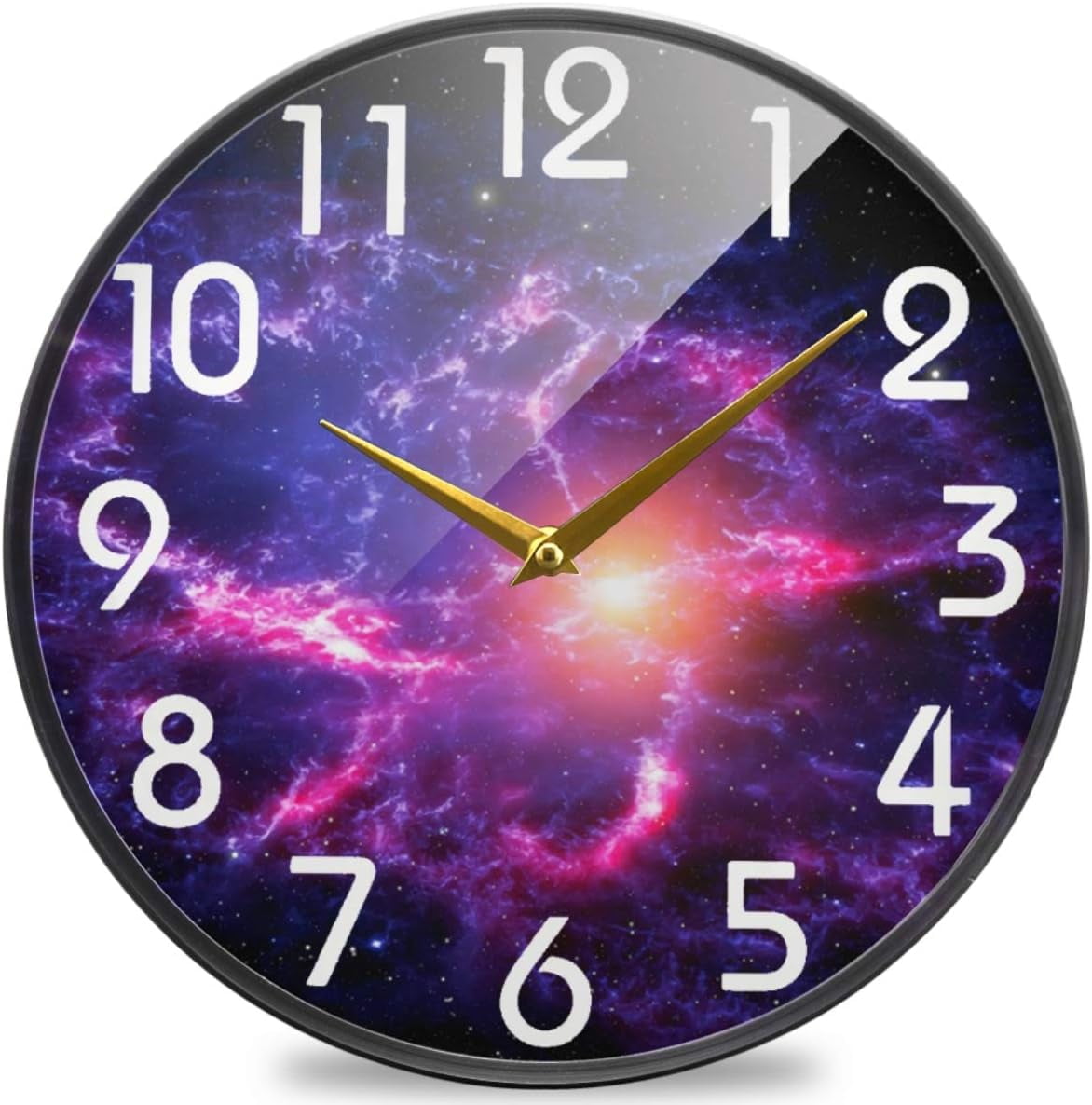 GZHJMY 3D Beautiful Space Nebula and Bright Star Round Wall Clock, 9.5 ...