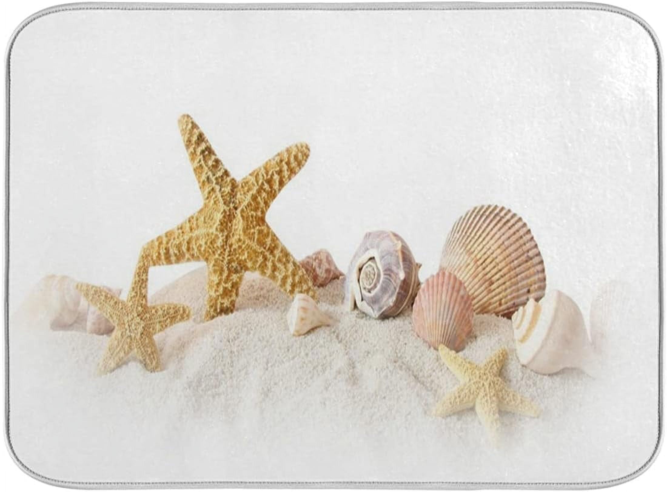 GZHJMY 3D Beautiful Starfish Shells on Beach Absorbent Dish Drying Mat ...