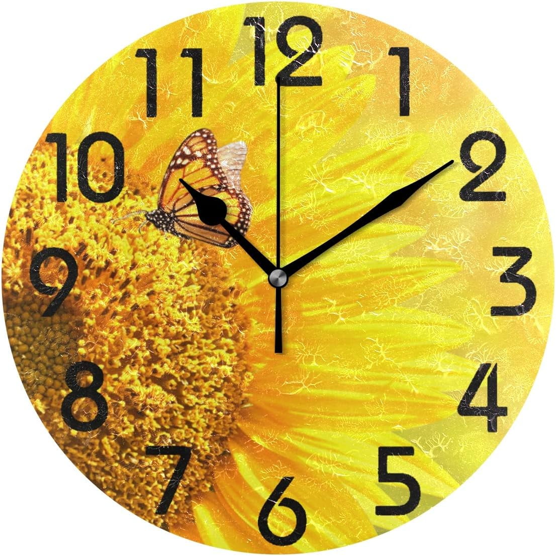 GZHJMY 3D Beautiful Sunflower and Monarch Butterfly Print Round Wall ...