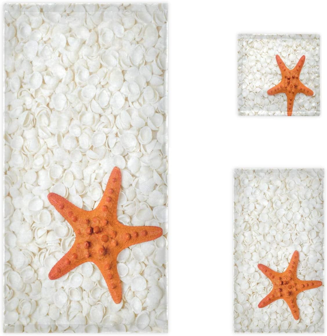 GZHJMY 3D Beautiful White Seashell Starfish Soft Luxury Decorative Set ...