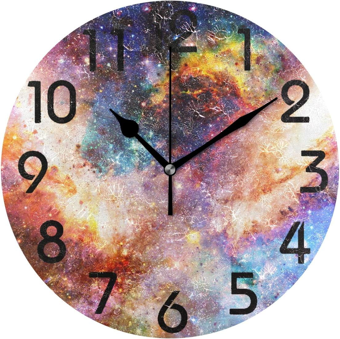 GZHJMY 3D Chic Beautiful Outer Space Nebula Print Round Wall Clock, 9.5 ...