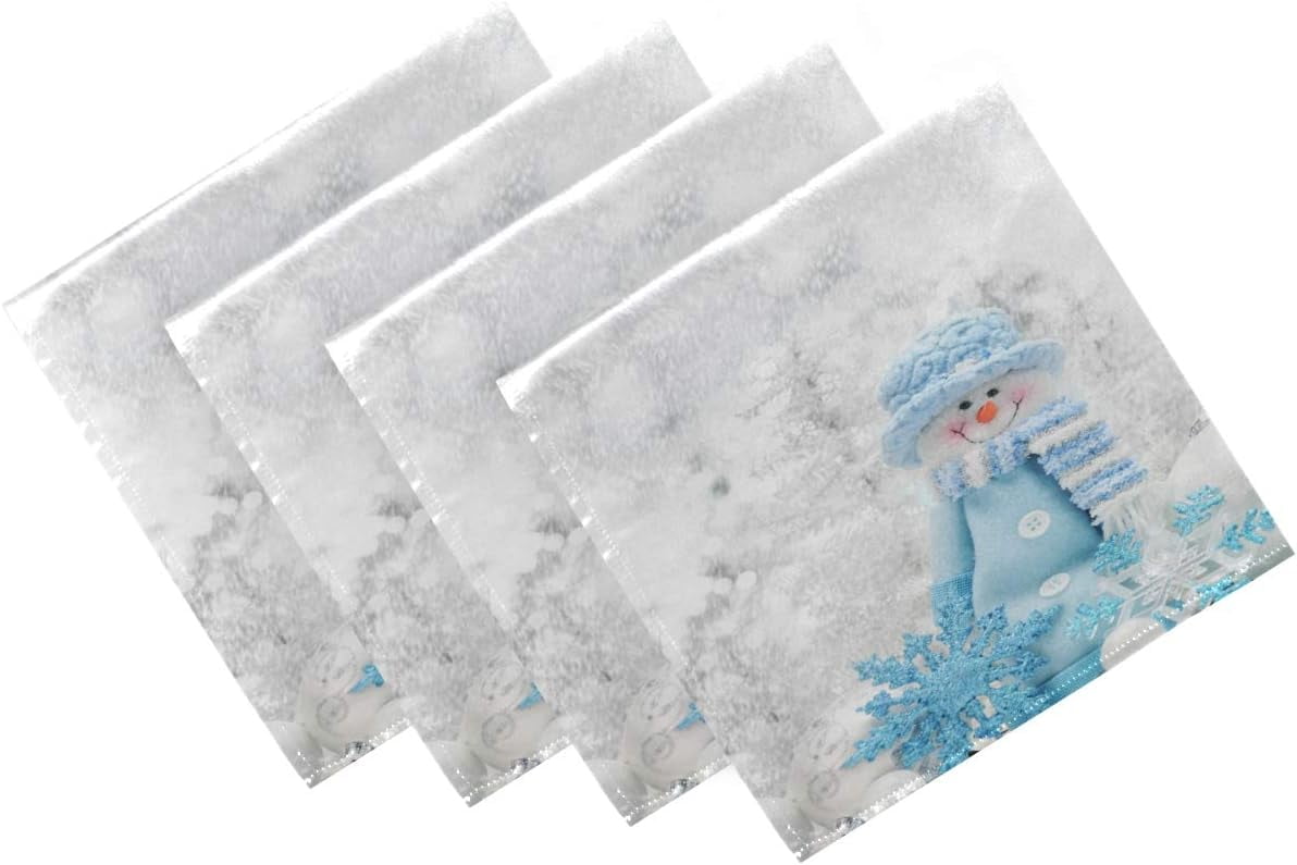 GZHJMY 3D Snowy Cute Snowman Christmas Decorations Cloth Napkins, Set ...