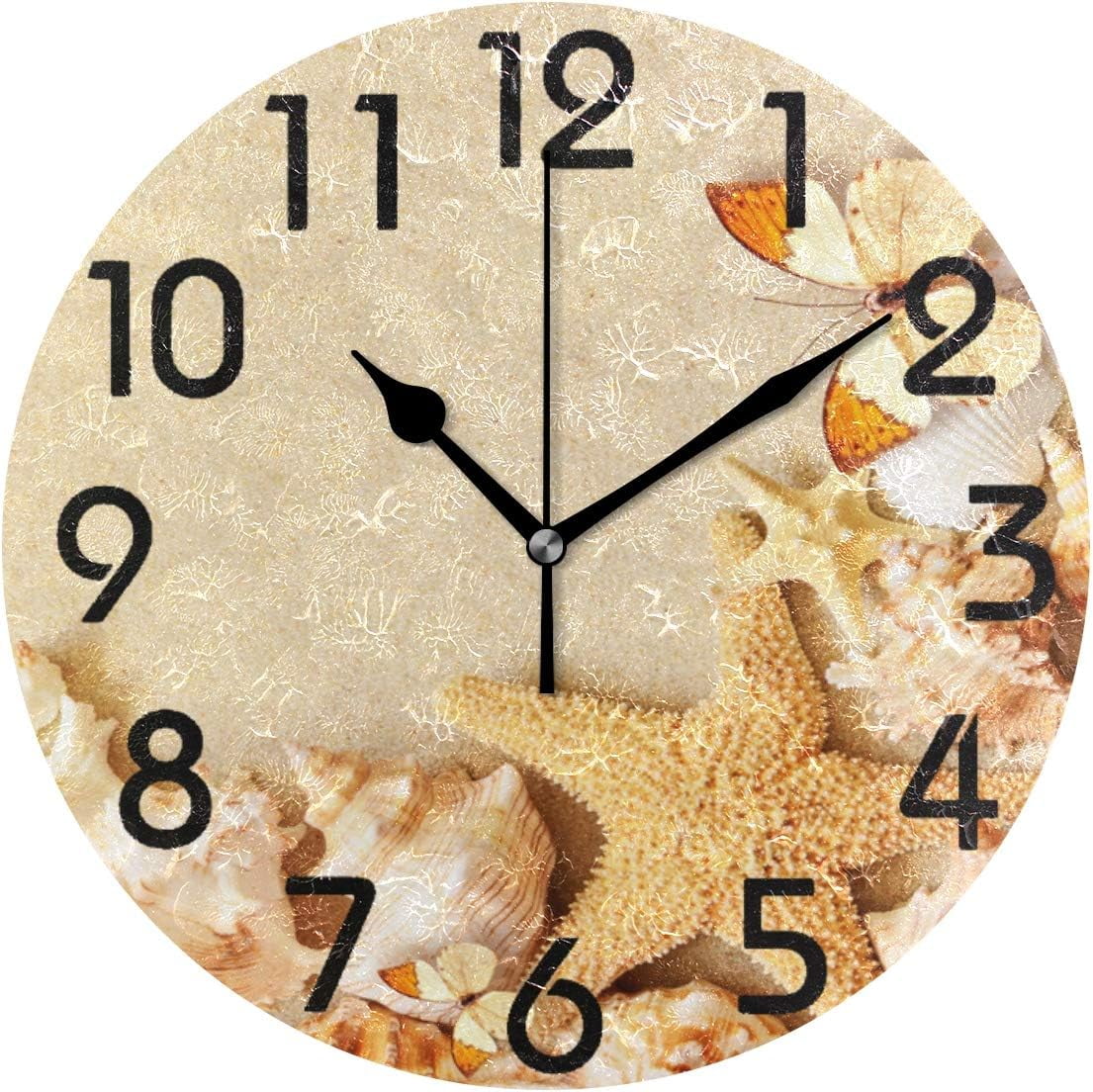 GZHJMY 3D Summer Beach Sand Starfish Shell Butterfly Print Round Wall ...