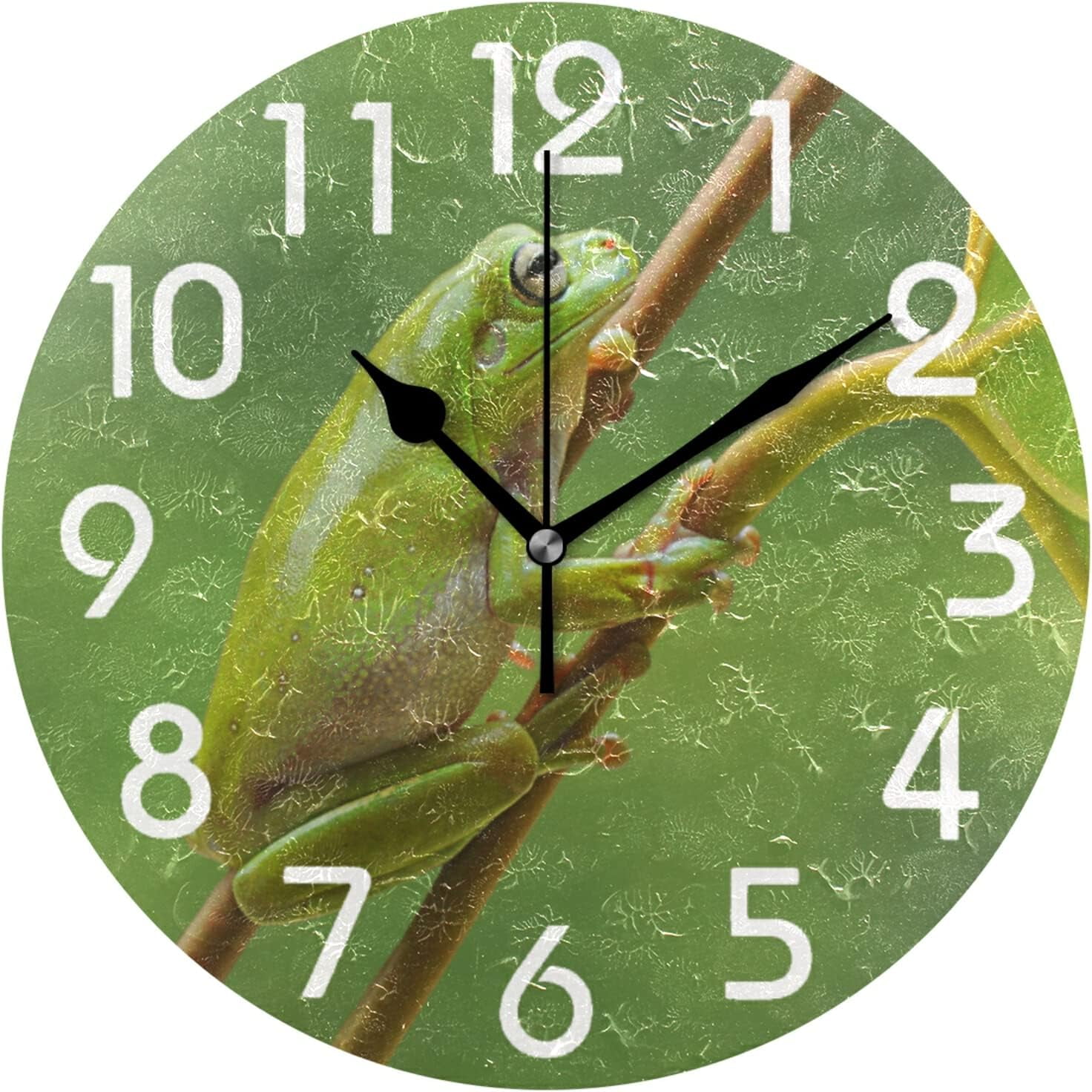 GZHJMY 3D Tree Frog On Branch Round Wall Clock, 9.5 Inch Battery ...