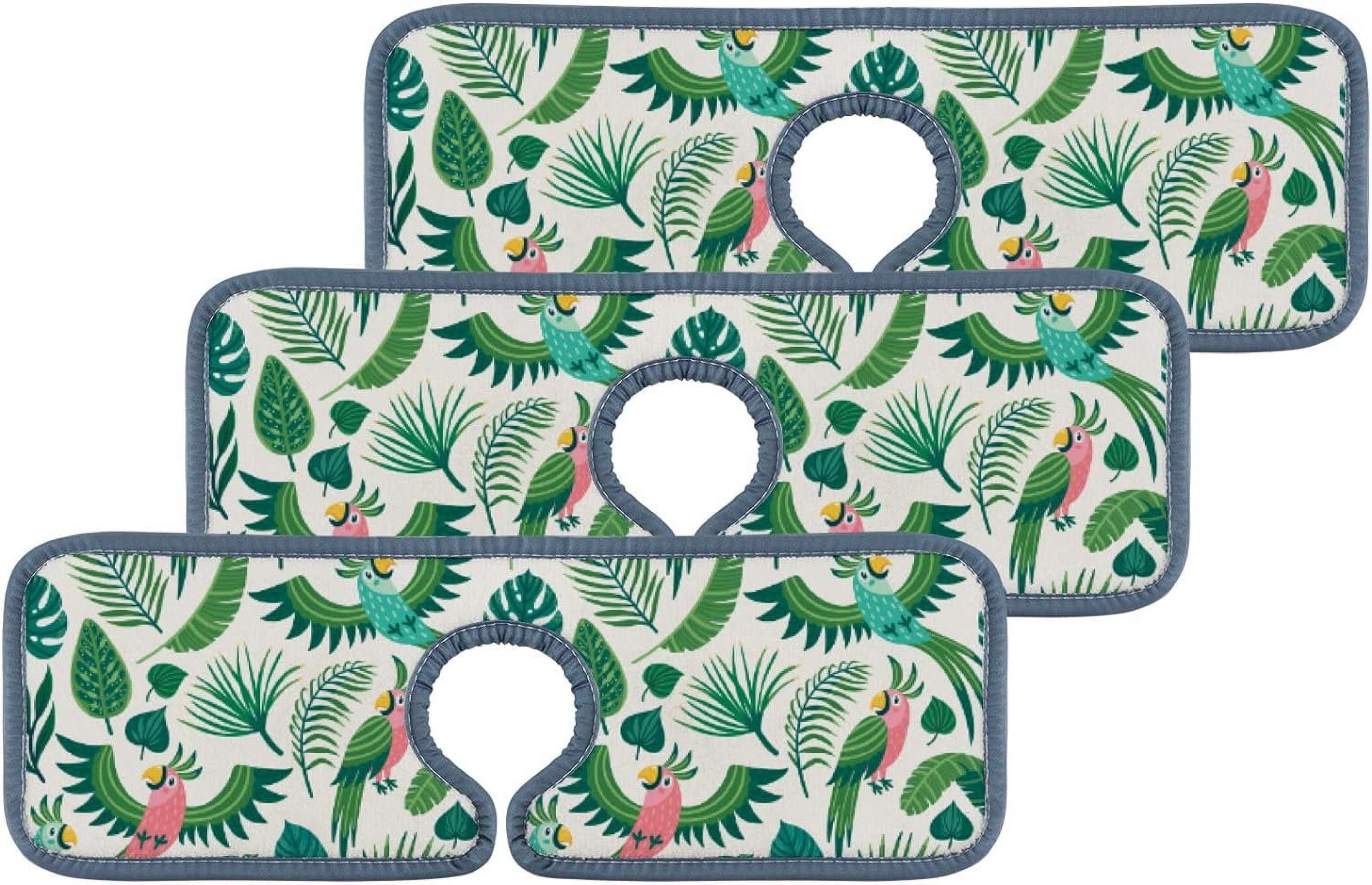 GZHJMY 3PCS Faucet Absorbent Mat, Cute Parrots And Palm Leaves Washable ...