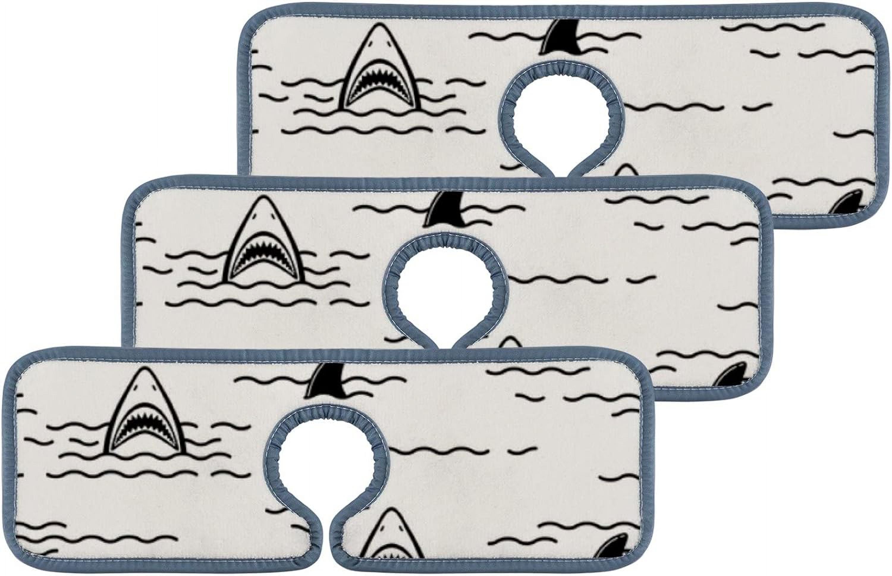 GZHJMY 3PCS Faucet Absorbent Mat, Ocean Shark Mouth Washable Sink ...