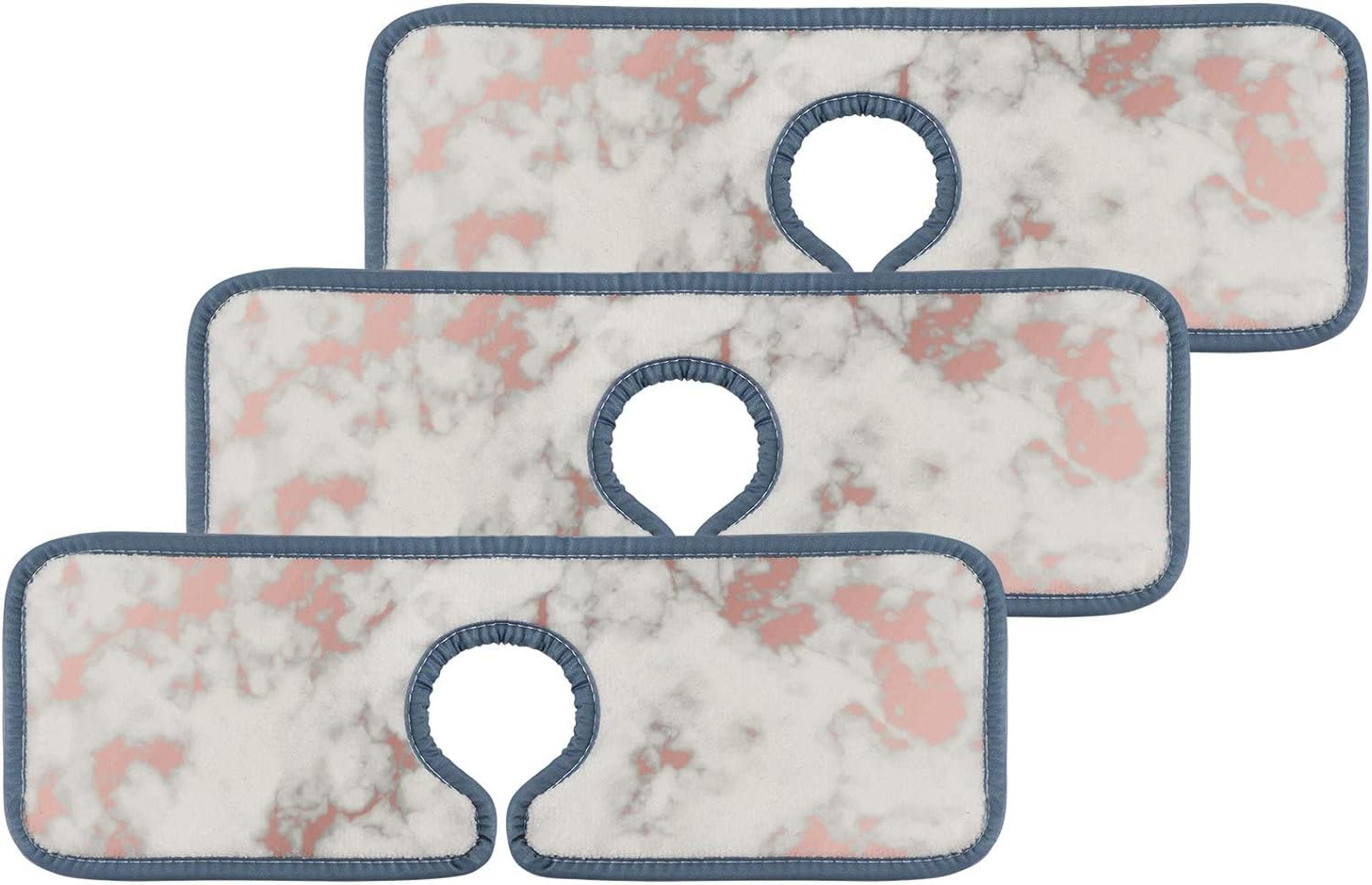 GZHJMY 3PCS Faucet Absorbent Mat, Rose Gold Marble Aborbent Sink Splash ...