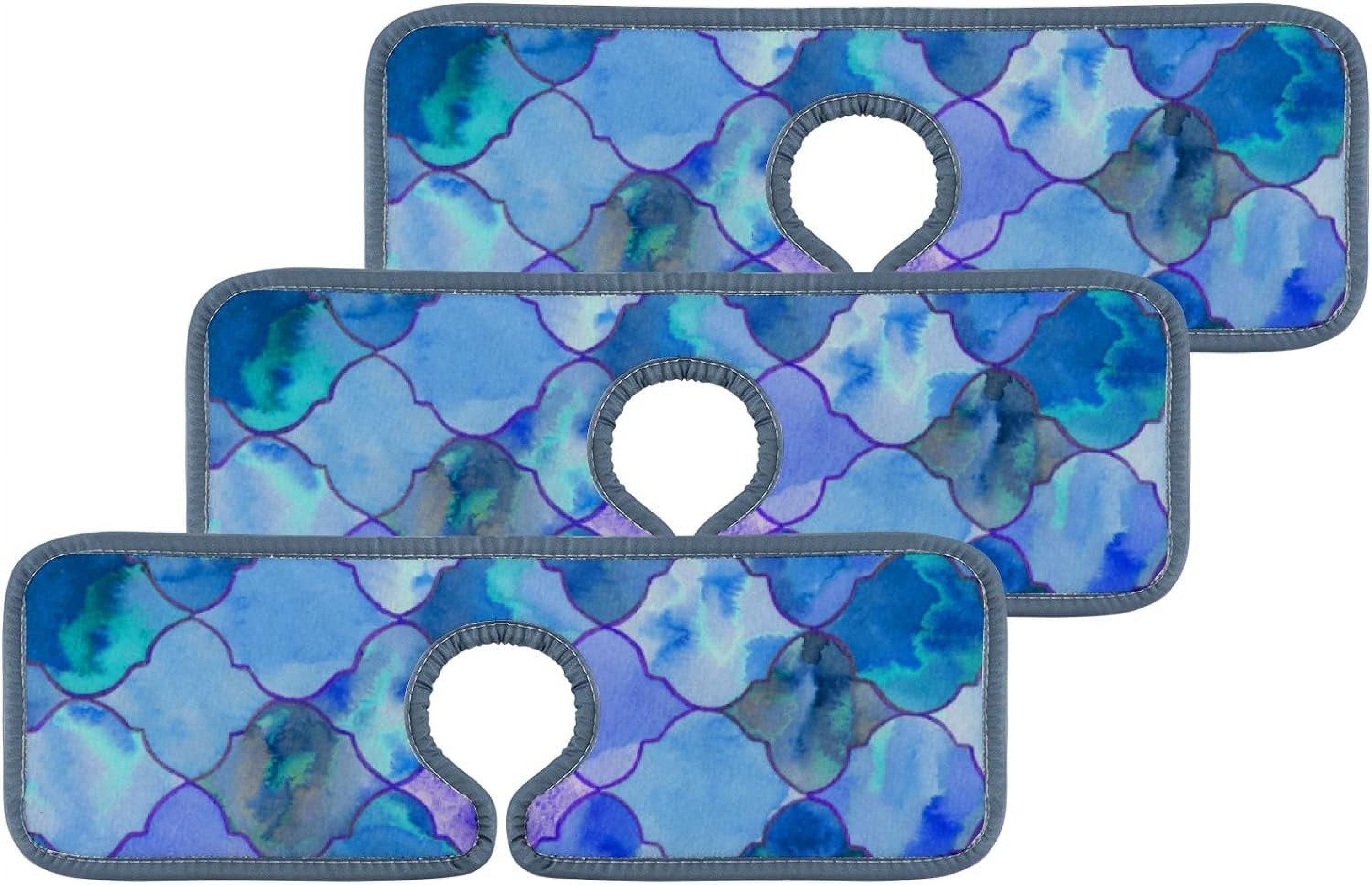 GZHJMY 3PCS Faucet Absorbent Mat, Watercolor Mermaid Fish Scale ...
