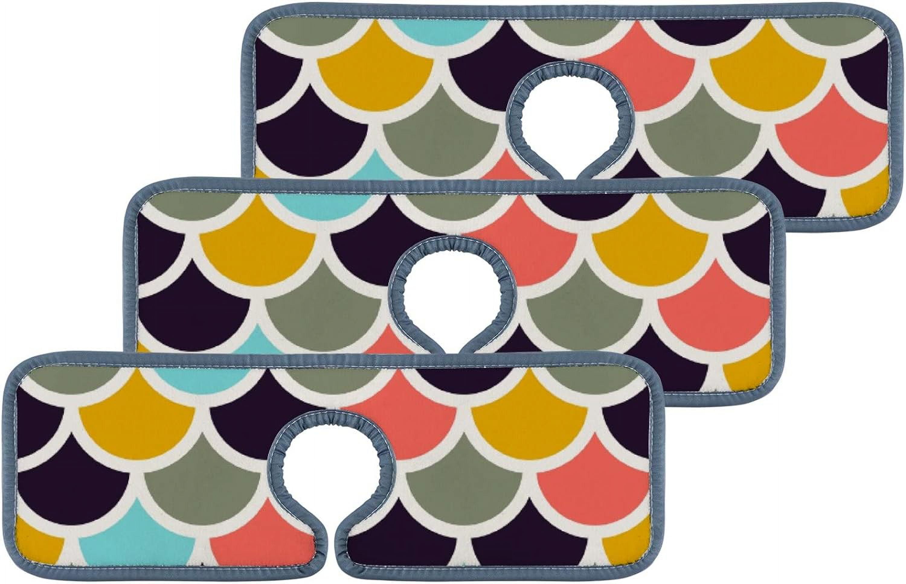 GZHJMY 3PCS Faucet Absorbent Mat, Watercolor Mermaid Scales Washable ...