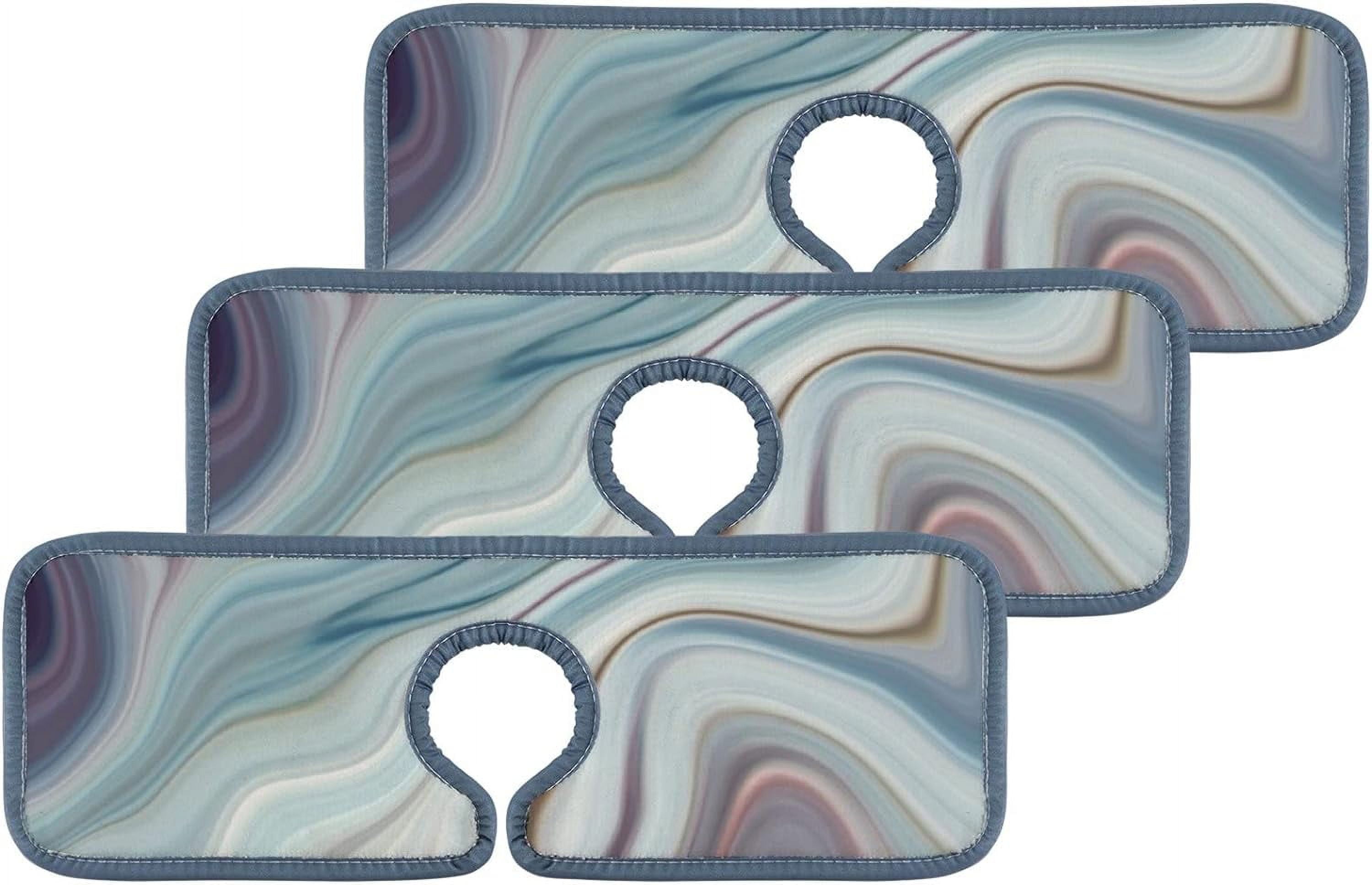 GZHJMY 3PCS Faucet Absorbent Mat, White Gray Marble Washable Sink ...