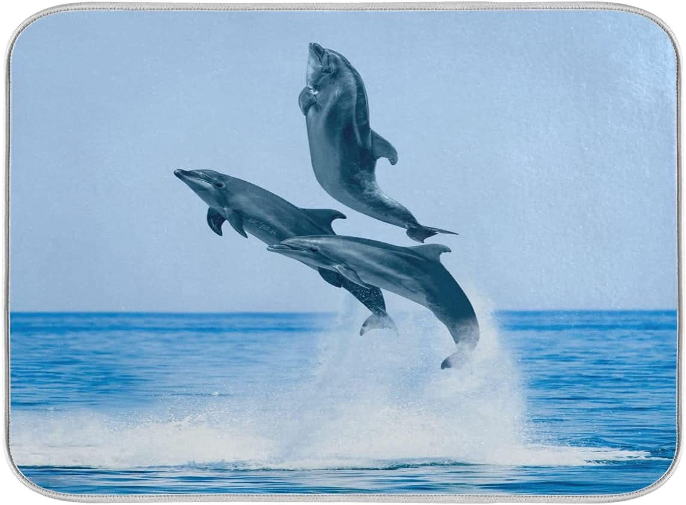 GZHJMY 3d Marine Dolphins Jumping Out of Sea Absorbent Dish Drying Mat ...