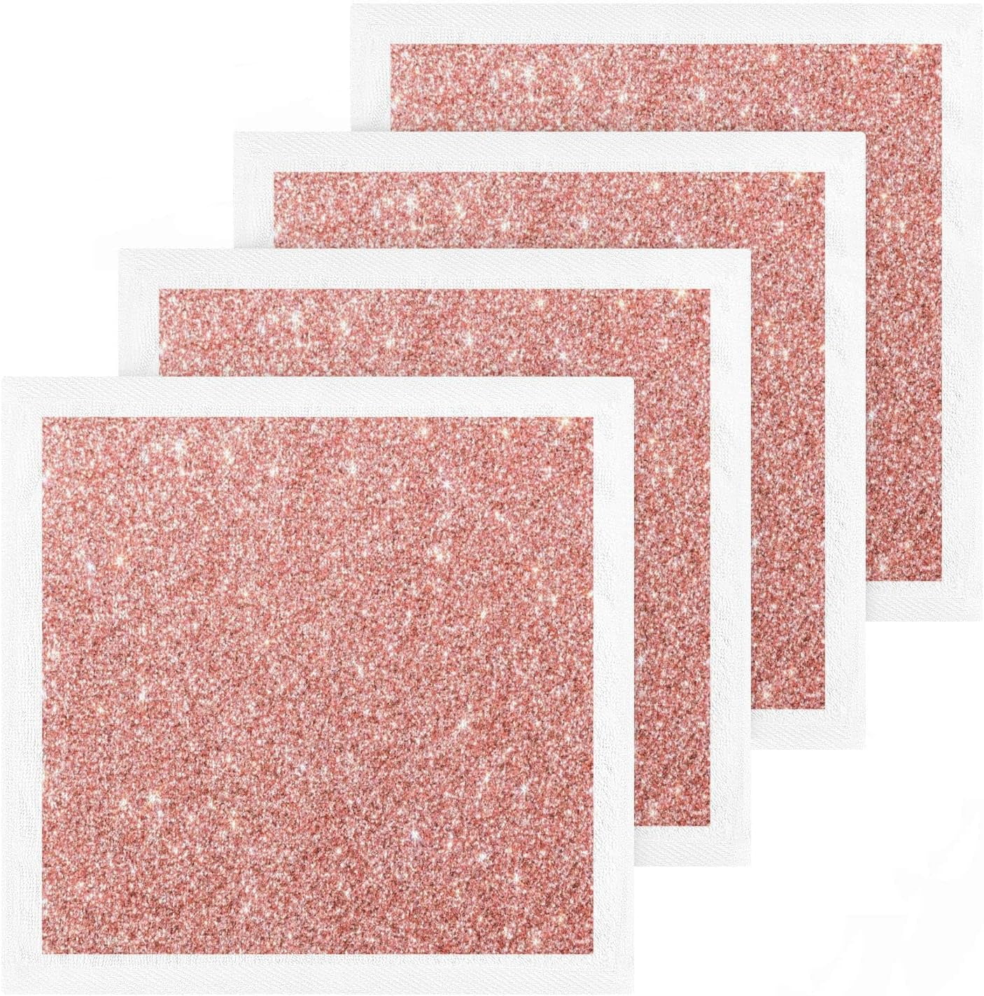 GZHJMY 4 Pack Rose Gold Flash Washcloths – Soft Face Towels, Gym Towels ...