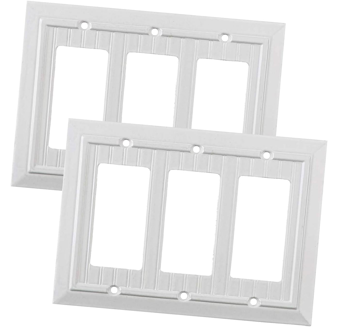 GZHJMY 4-Pack Wall Plate Outlet Switch Covers | Classic White Beadboard ...