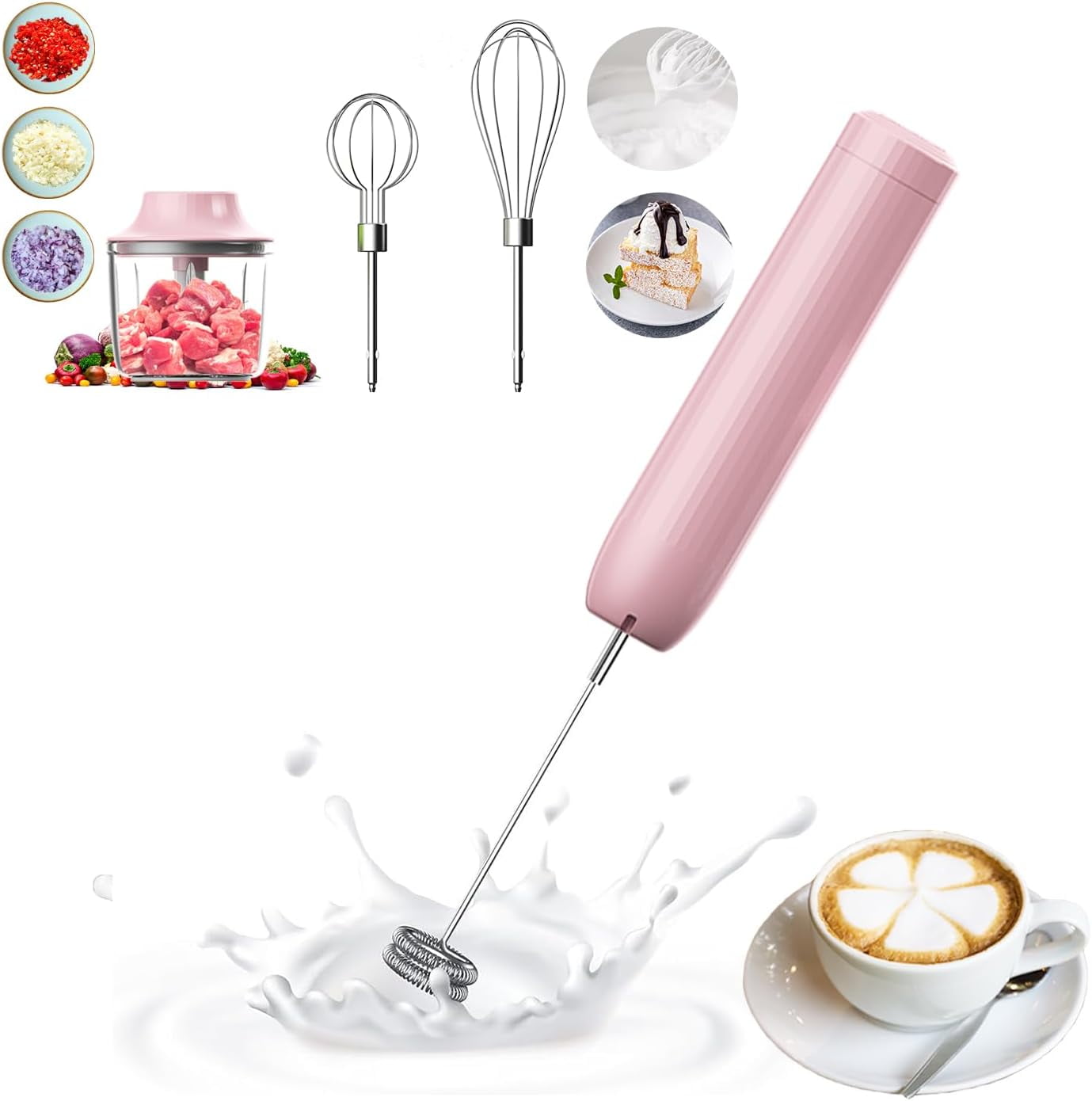 GZHJMY 4-in-1 Electric Hand Mixer, Electric Whisk, Mini Onion Chor 10Oz ...