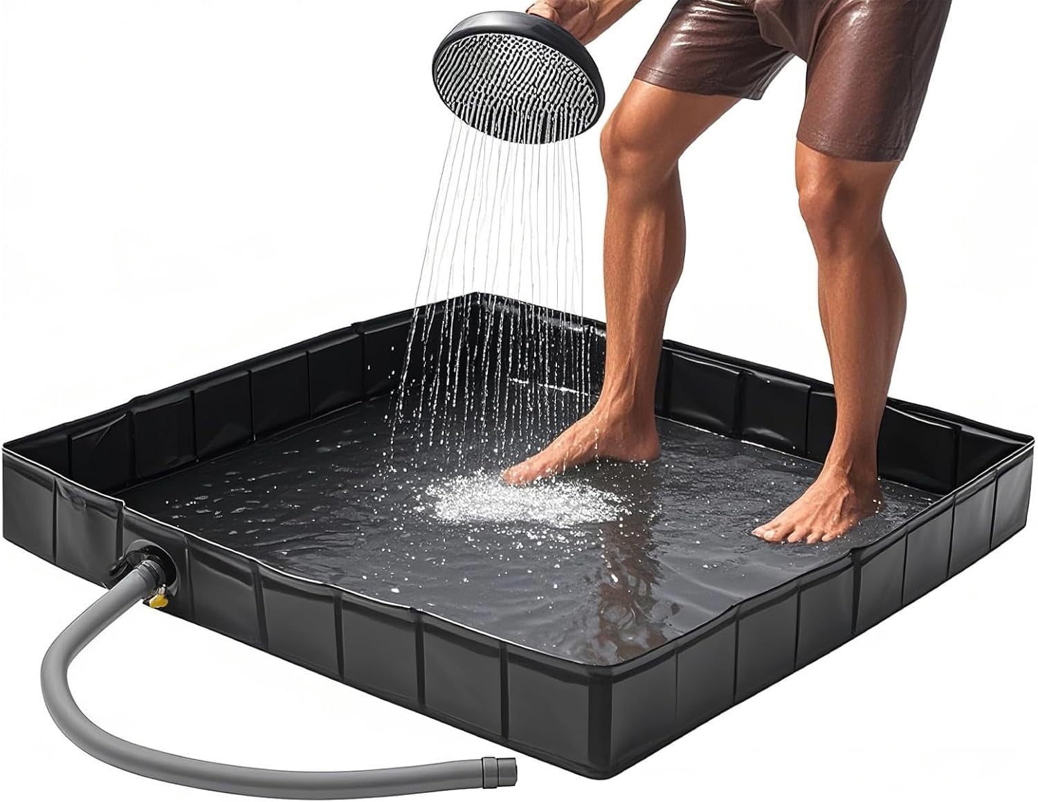 GZHJMY 40" Camping Shower Base Collapsible Shower Pan with Drain Hose ...