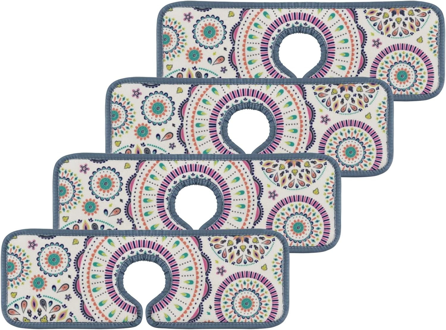 GZHJMY 4PCS Faucet Absorbent Mat, Boho Style Floral Washable Sink ...