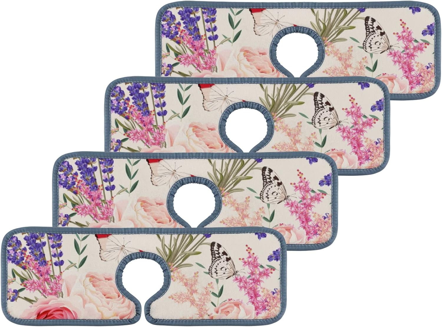 GZHJMY 4PCS Faucet Absorbent Mat, Lavender Flowers Washable Sink Splash ...