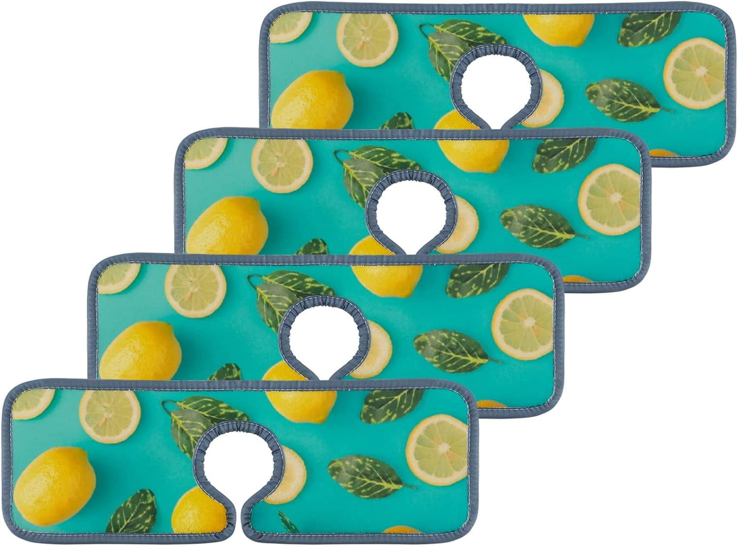 GZHJMY 4PCS Faucet Absorbent Mat, Lemons And Green Leave Washable Sink ...