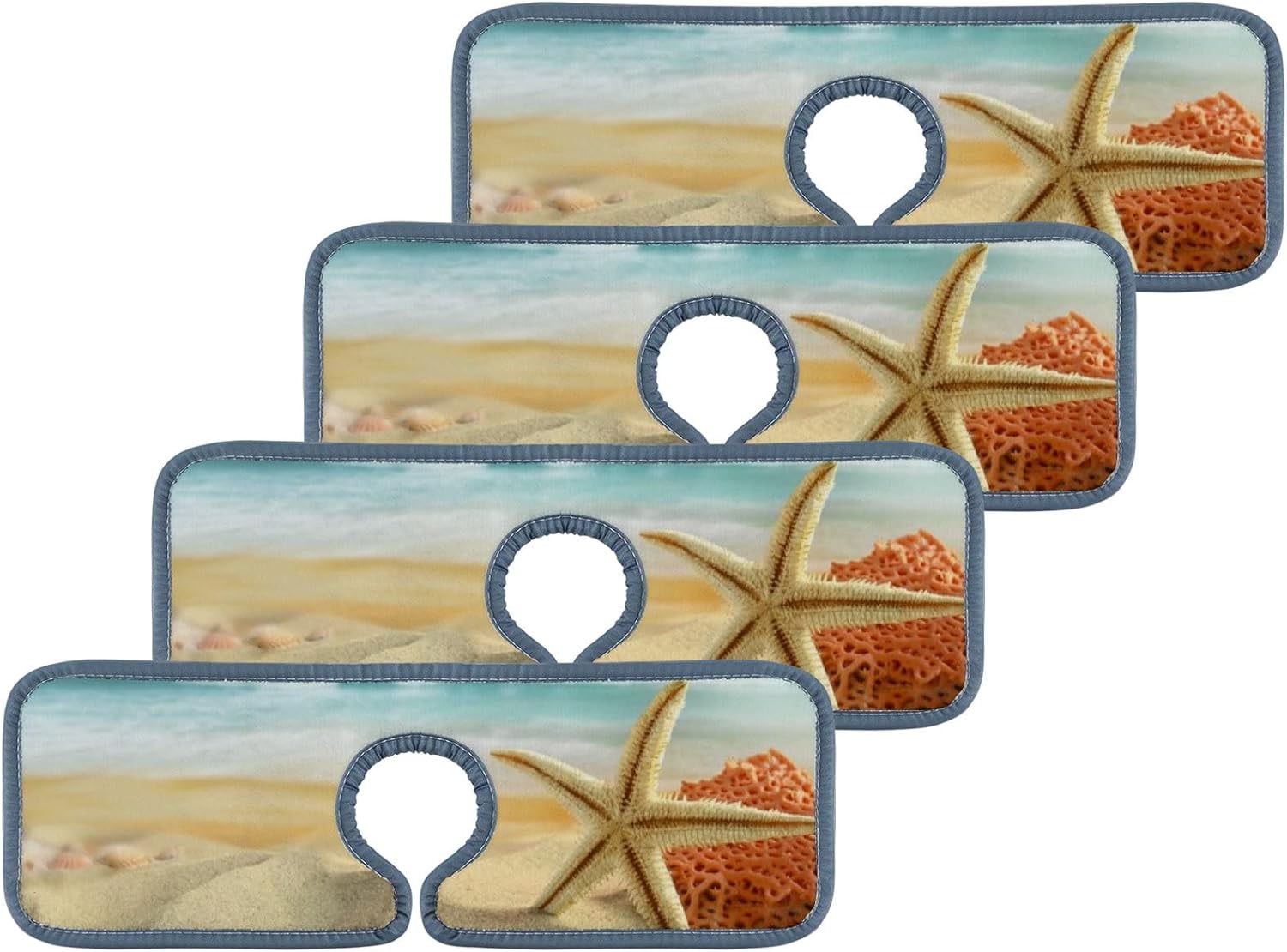 GZHJMY 4PCS Faucet Absorbent Mat, Tropical Beach Starfish Washable Sink ...