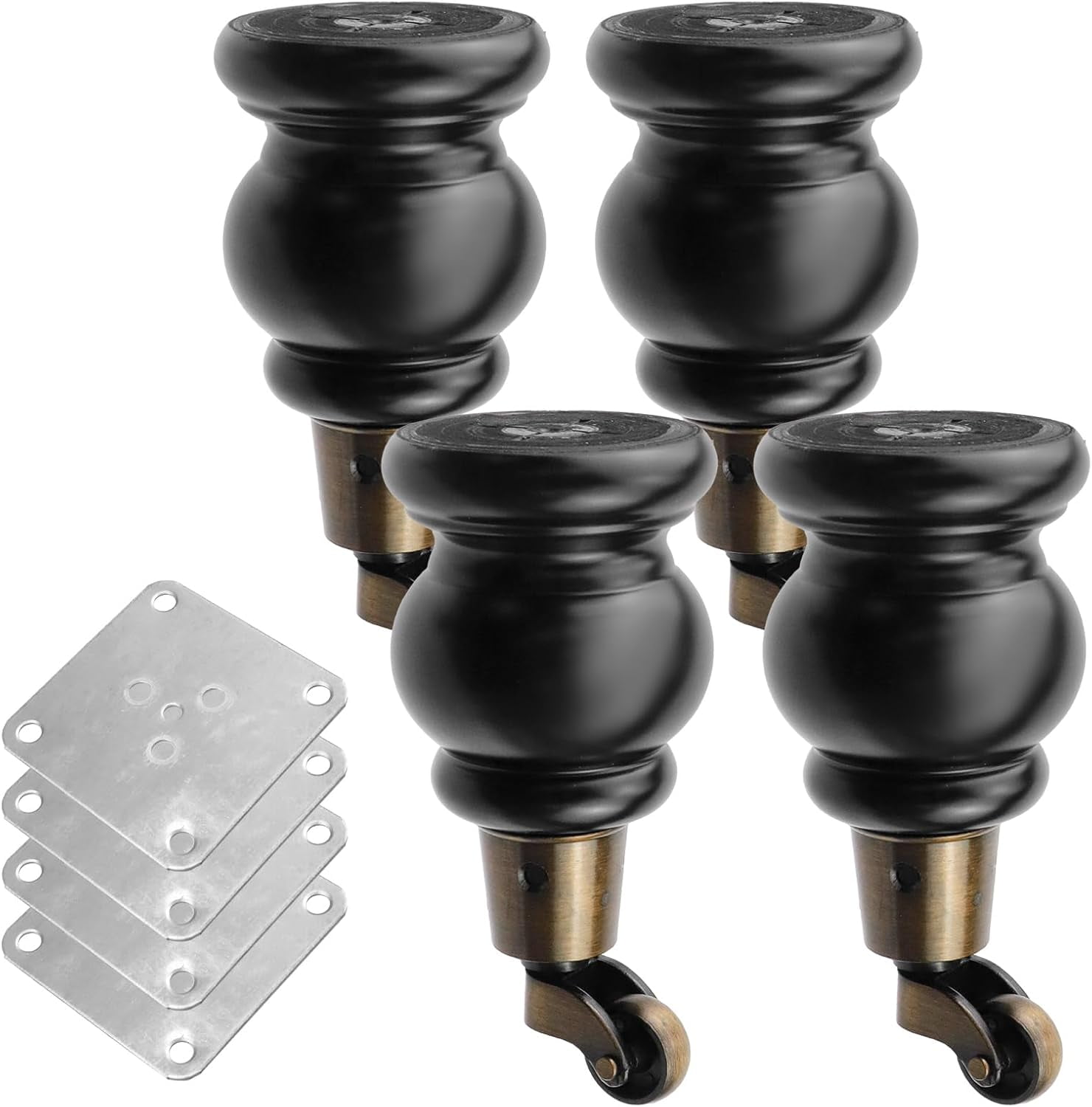 GZHJMY 4pcs 6" Height Wooden Furniture Legs with Furniture Casters ...
