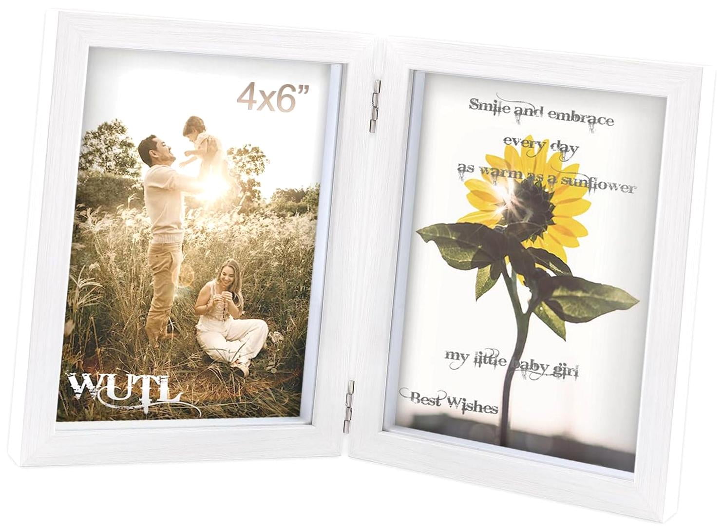 GZHJMY 4x6 Picture Double Hinged MDF Wood White Shadow Box with Glass ...