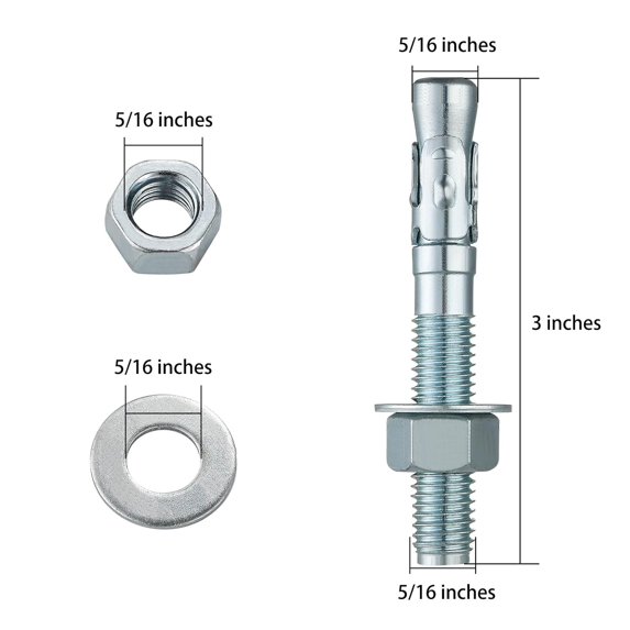 GZHJMY 5/16x3" 50 Pieces Inch Standard Heavy-Duty Zinc Wedge Anchors ...