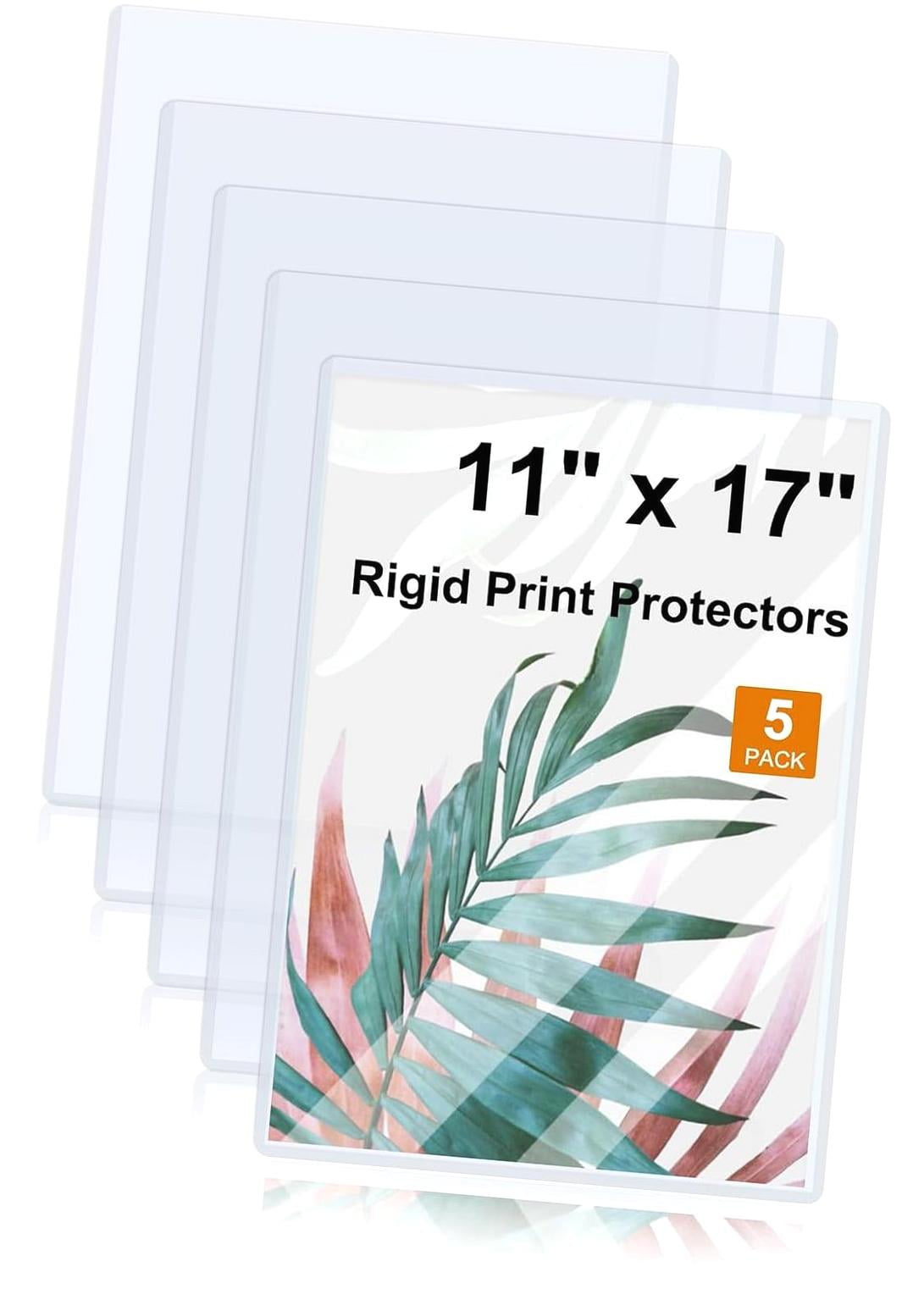 GZHJMY 5 Pack 11" x 17" Rigid Print Protectors, Clear Hard Plastic Page ...
