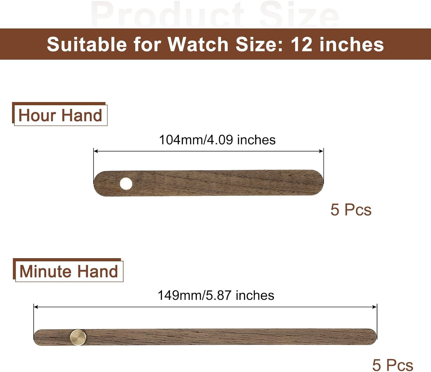 GZHJMY 5 Piece Set of Wooden Clock Hands, Walnut Wood Clock Hands for ...