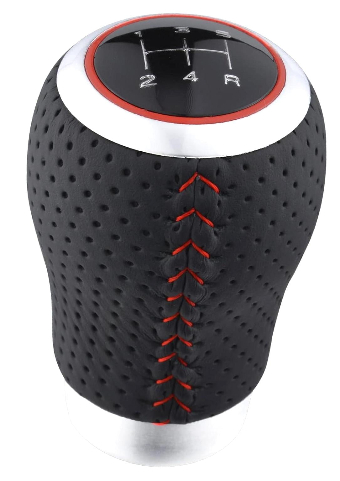 GZHJMY 5 Speed Shifter Knobs Red Stitched Leather Shift Lever Gear ...