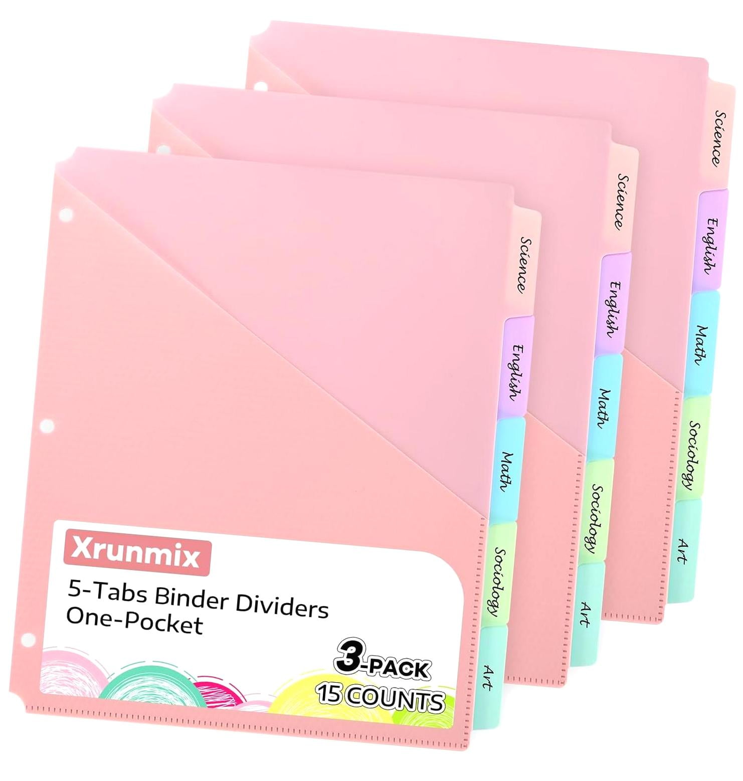 GZHJMY 5 Tabs Dividers with Pockets for 3 Binder, 15 Count Binder ...