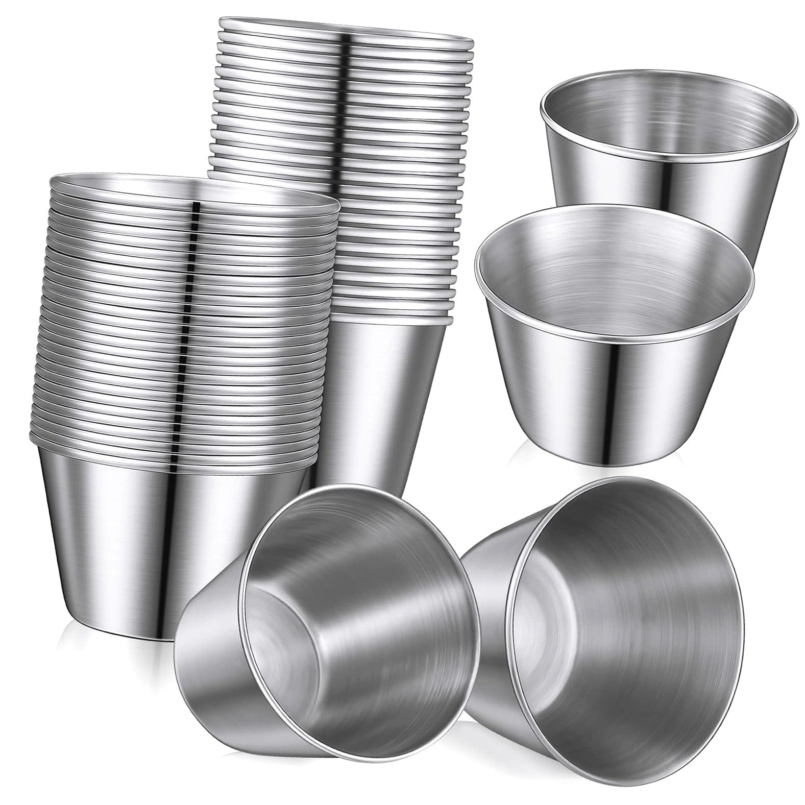 GZHJMY 50 Pack Metal Ramekins Steel Sauce Cups Bulk Condiment Dipping ...