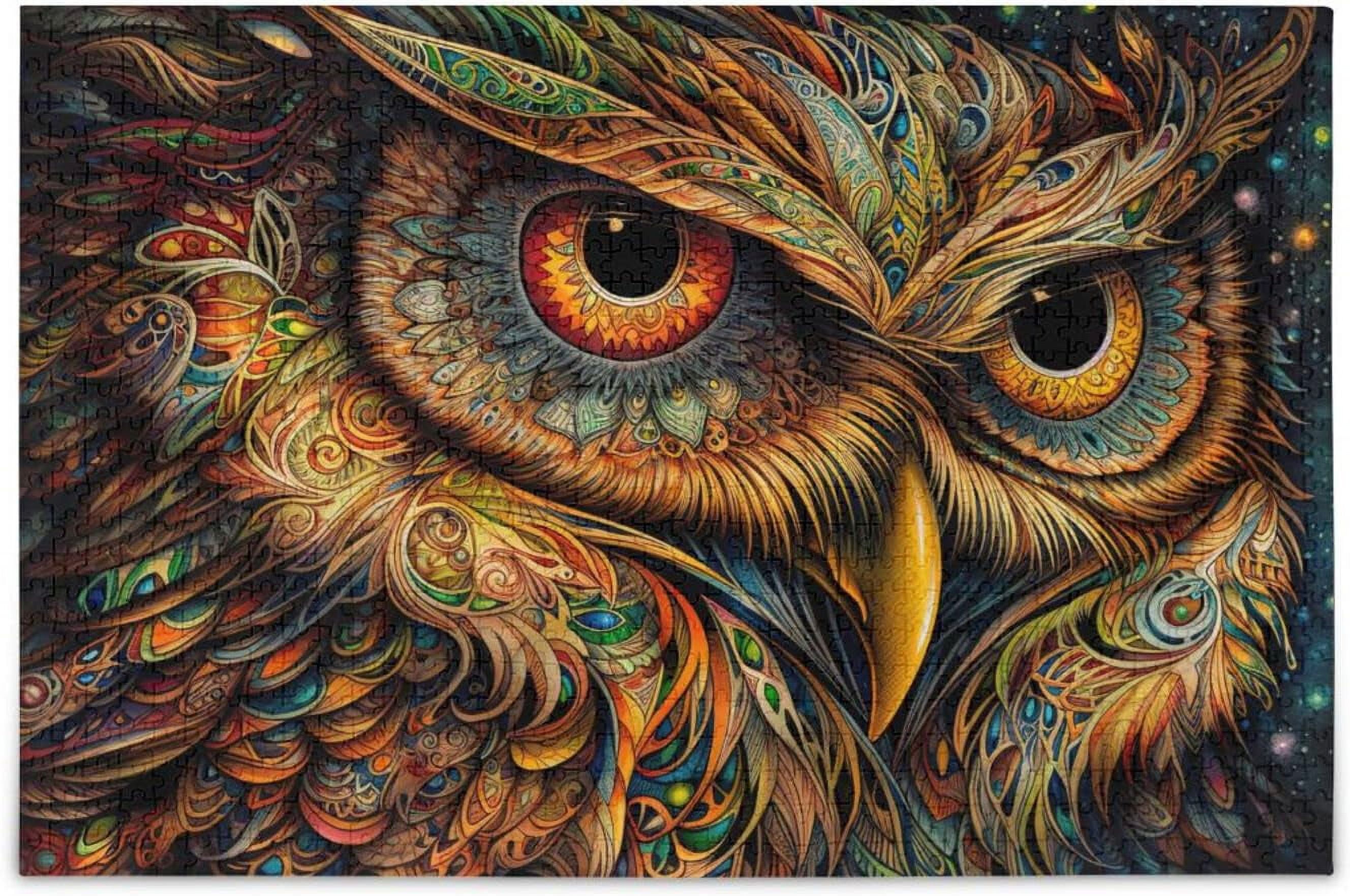 GZHJMY 500 PCS Wooden Jigsaw Puzzle Mysterious Owl Print, Zigsaw with ...