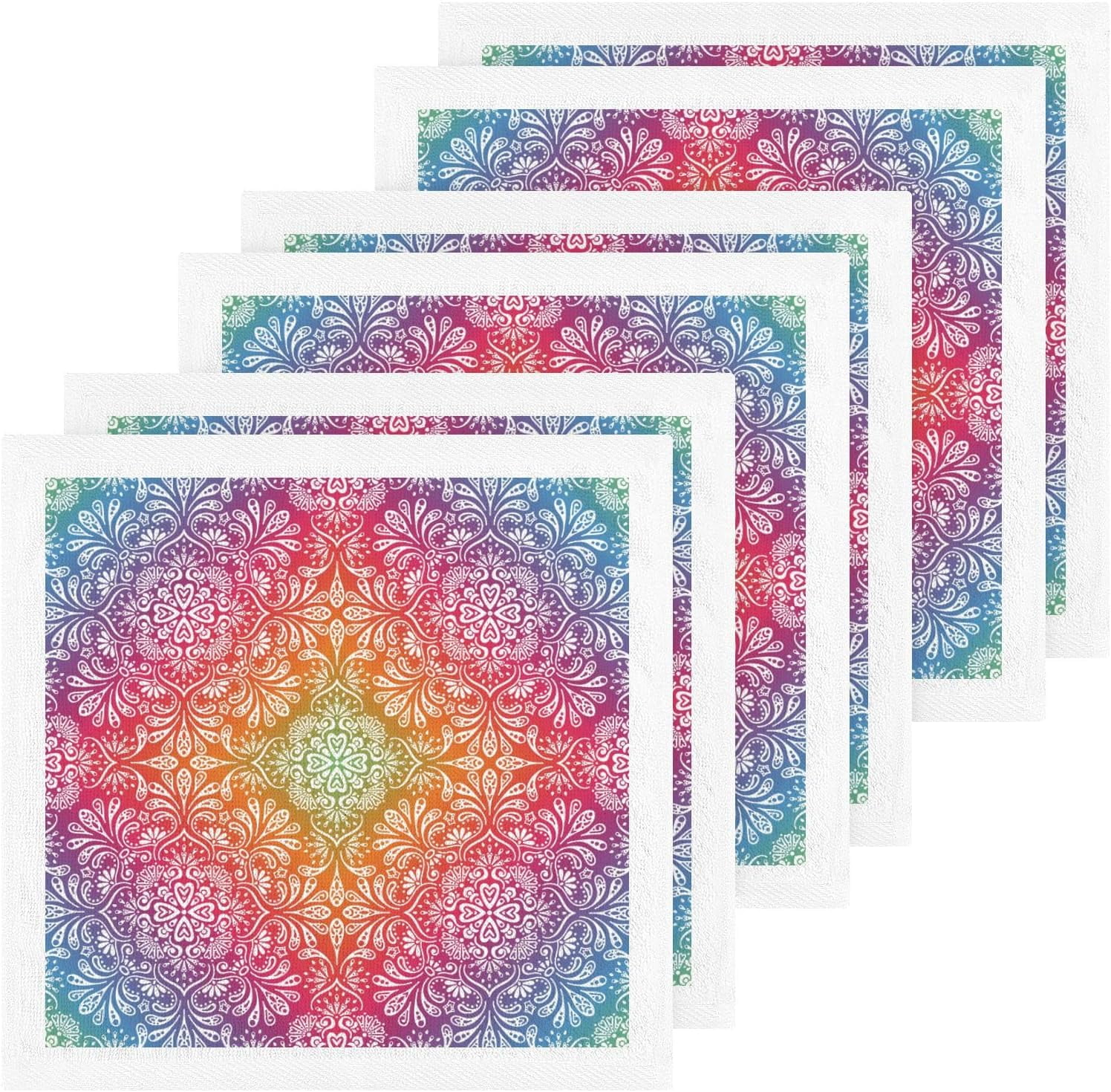 GZHJMY 6 Pack Colorful Art Washcloths – Soft Face Towels, Gym Towels ...