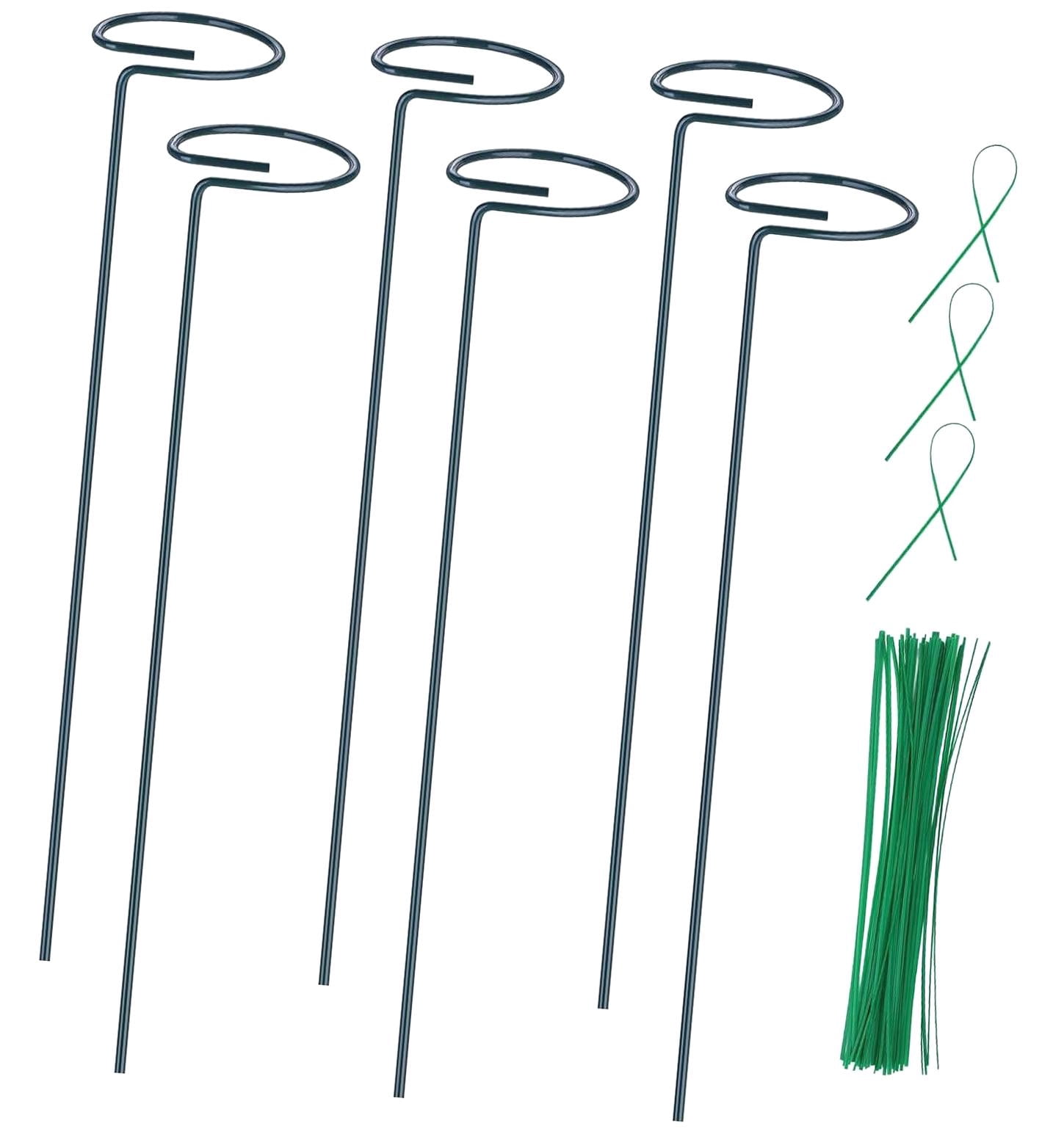 GZHJMY 6 Pack Plant Support Stakes, 16 Inch with 50 Ties, Supports for ...