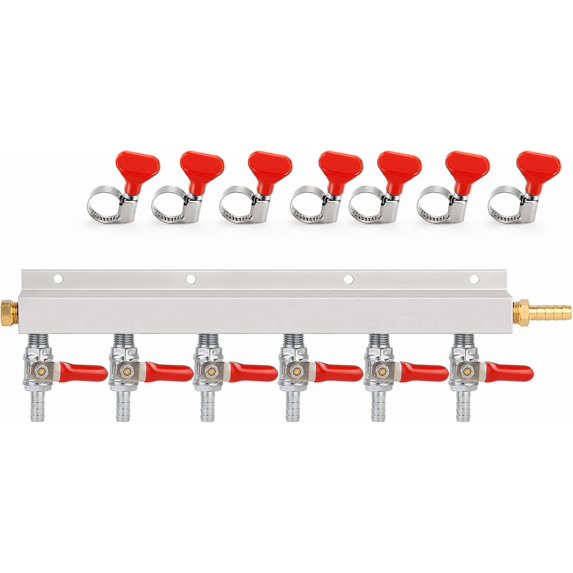 GZHJMY 6-Way CO2 Manifold, CO2 Distributor, 5/16" Barbed Brew Keg Line ...