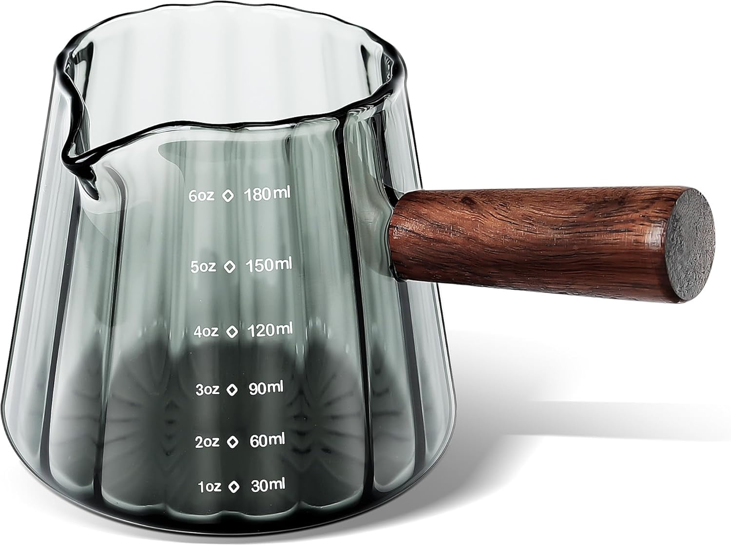 GZHJMY 6 oz Grey Glass Measuring Cups with Spout,Borosilie Glass Triple Pitcher with Scale ...