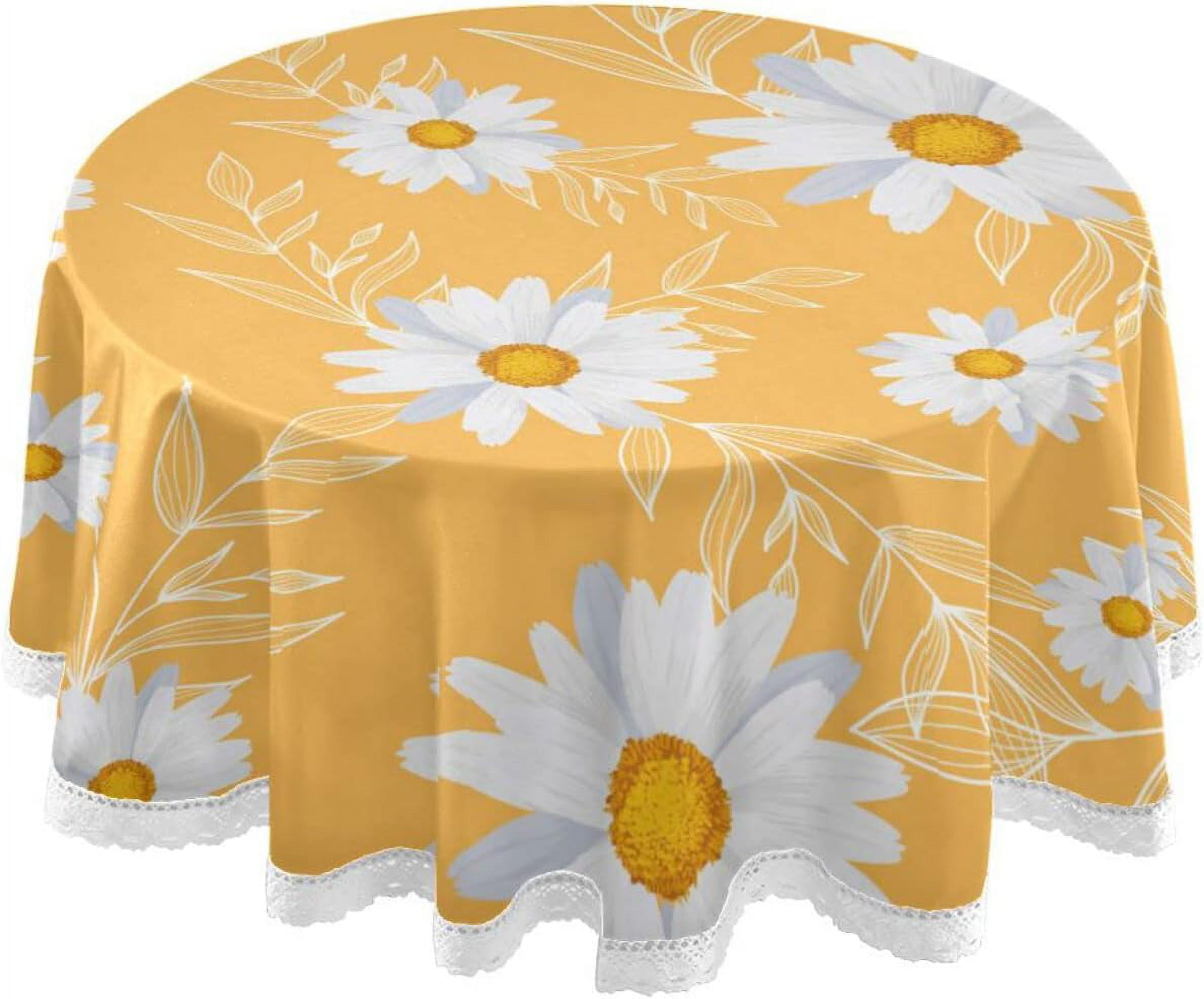 GZHJMY 60 Inch Round Tablecloth - Chrysanthemum Waterproof Spill-Proof ...