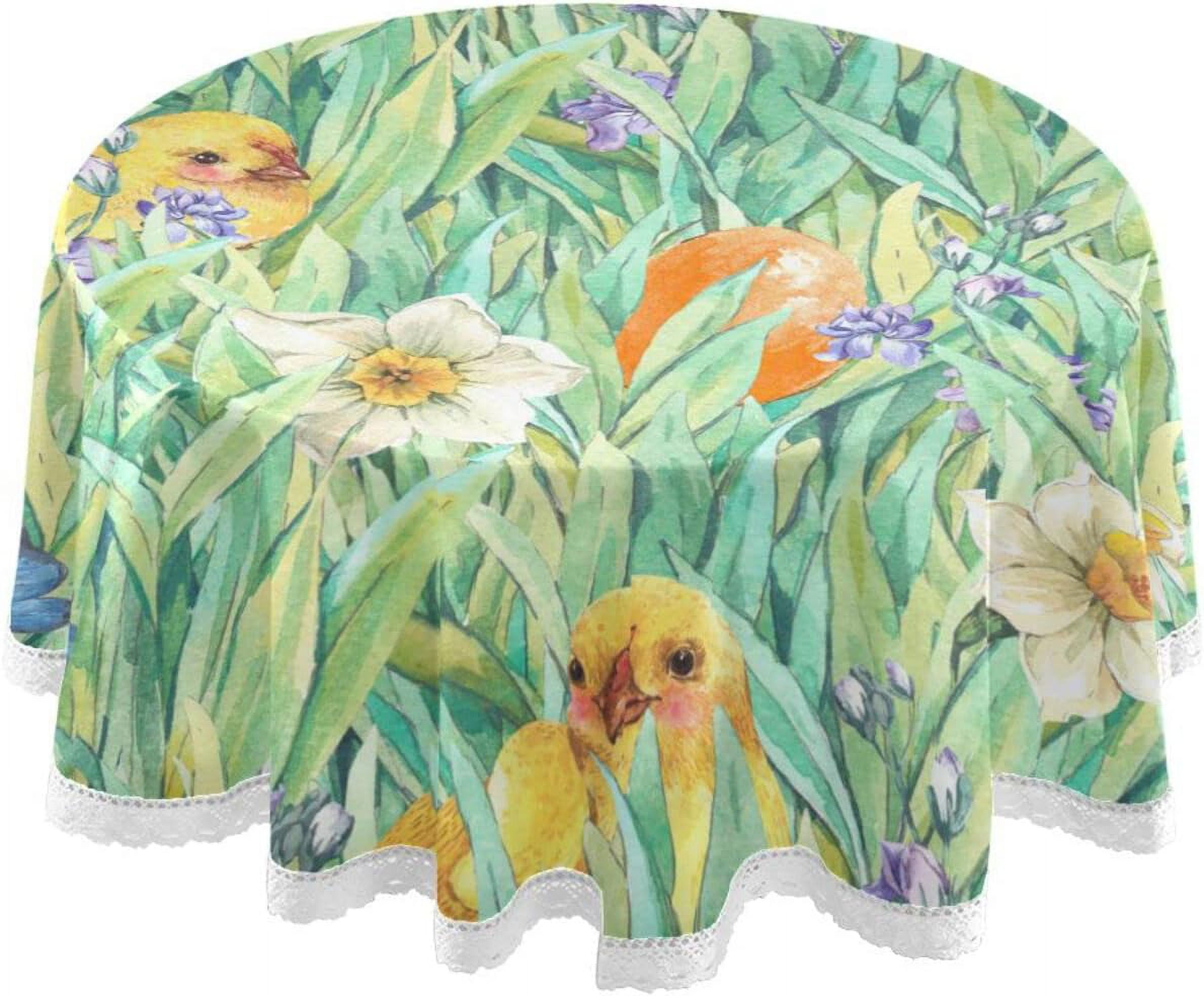 GZHJMY 60 Inch Round Tablecloth - Vintage Chicken Waterproof Spill ...