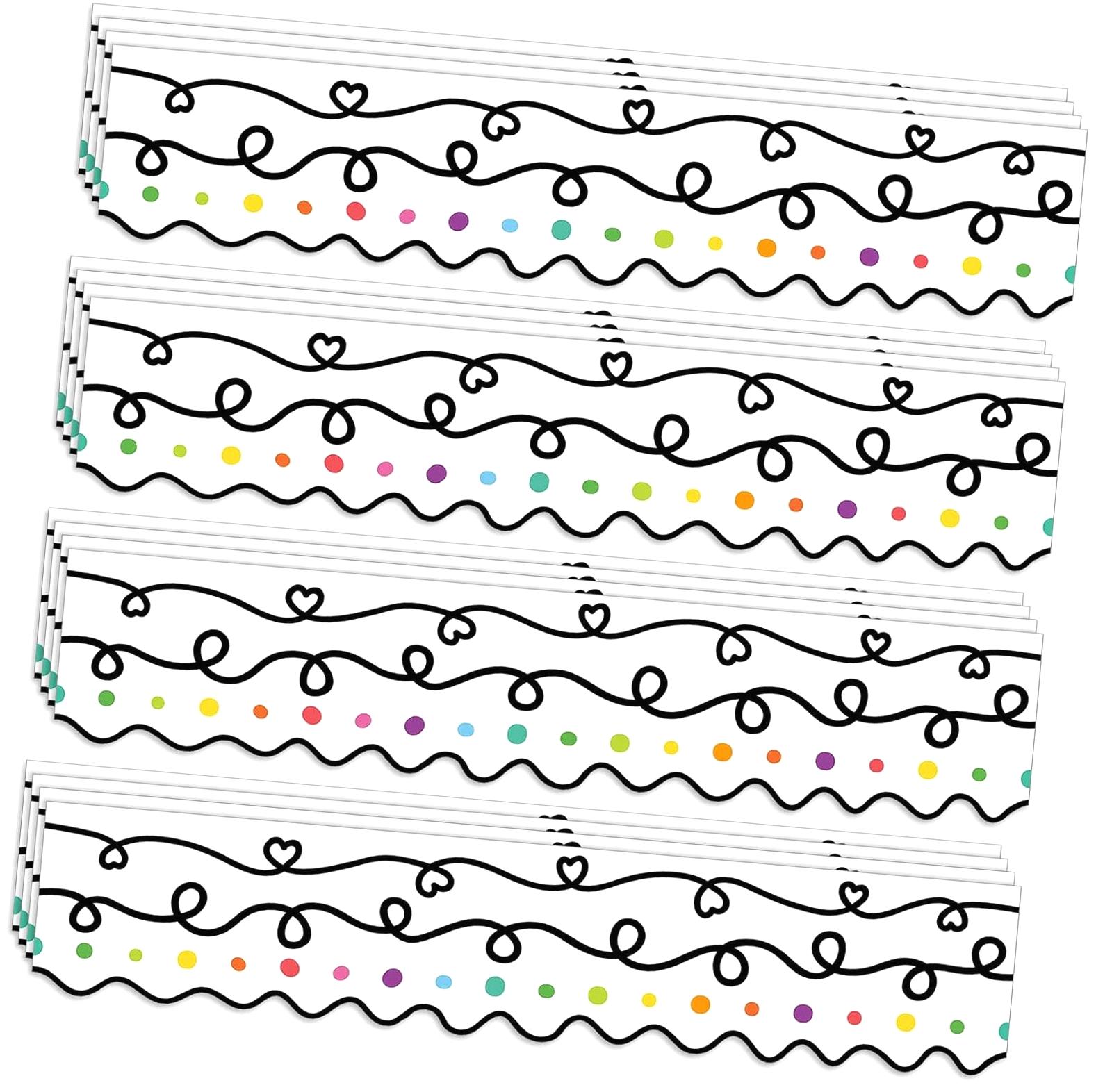 GZHJMY 60 Pieces 59 Feet Bulletin Board Borders Chalkboard Dotted Swirl ...