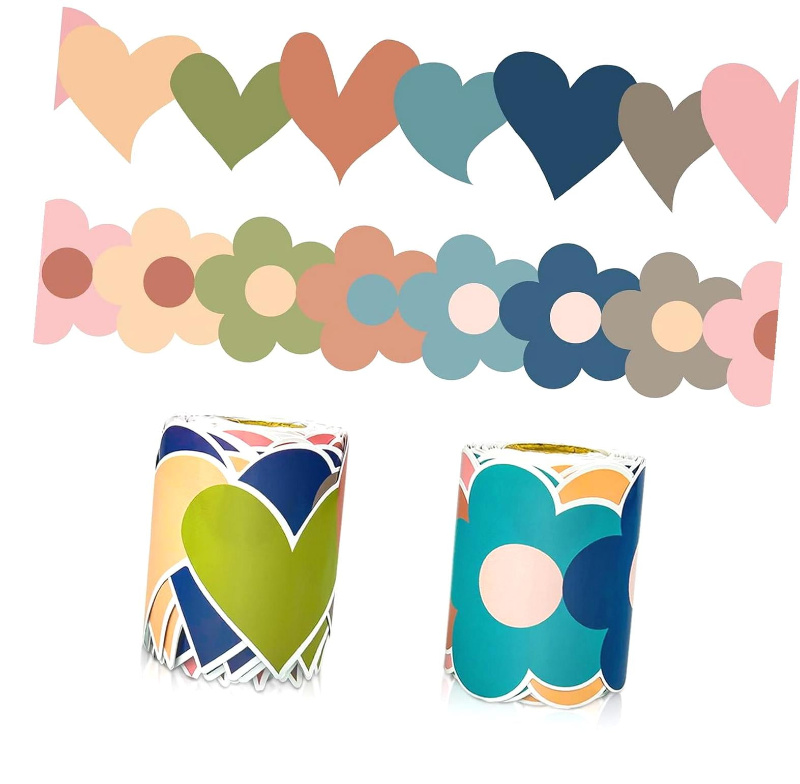 GZHJMY 65.6ft Boho Bulletin Board Border Decorations - 2 Rolls Heart ...