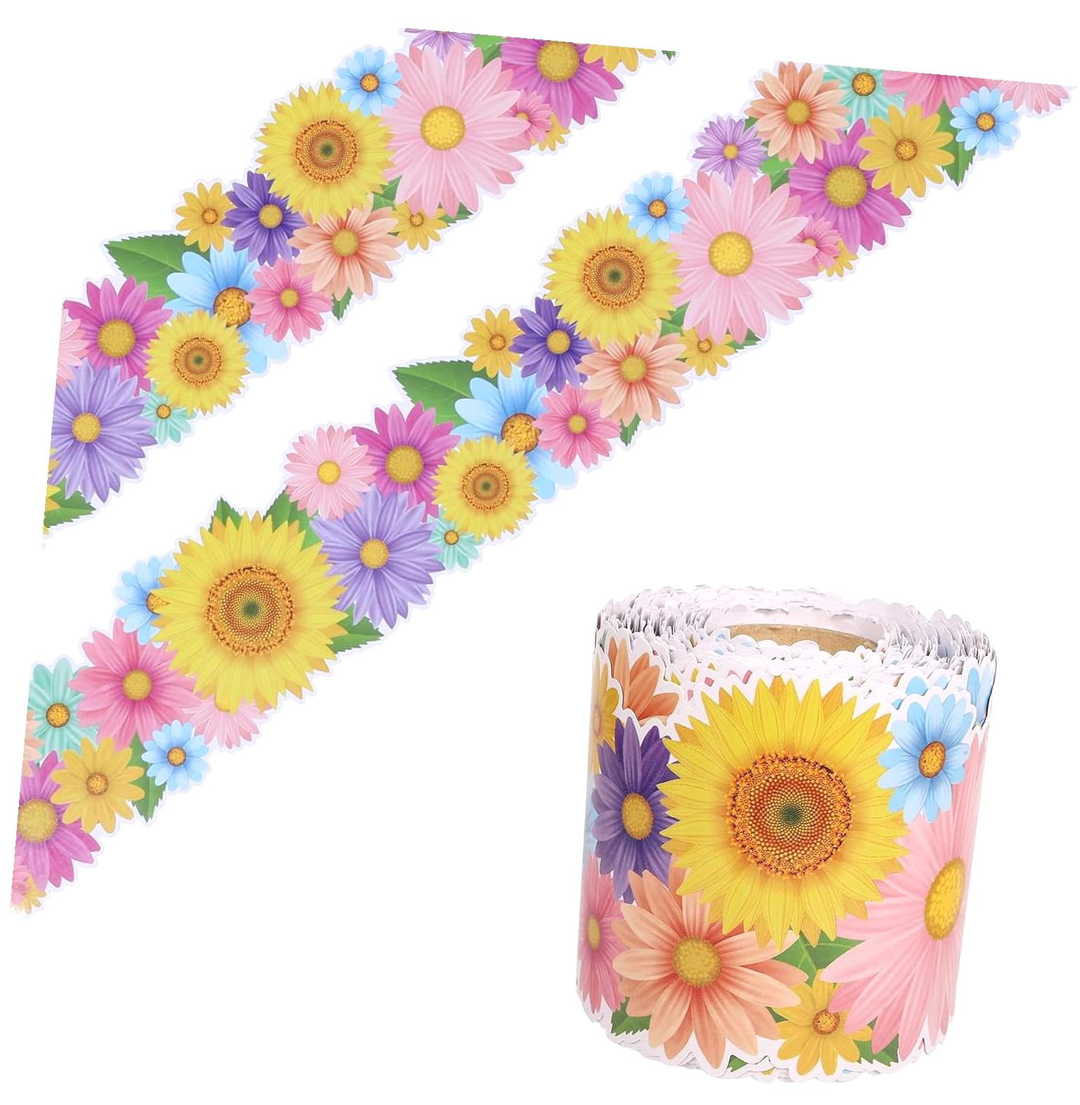 GZHJMY 65.6ft Flowers Bulletin Board Borders Sunflower Die-Cut Rolled ...