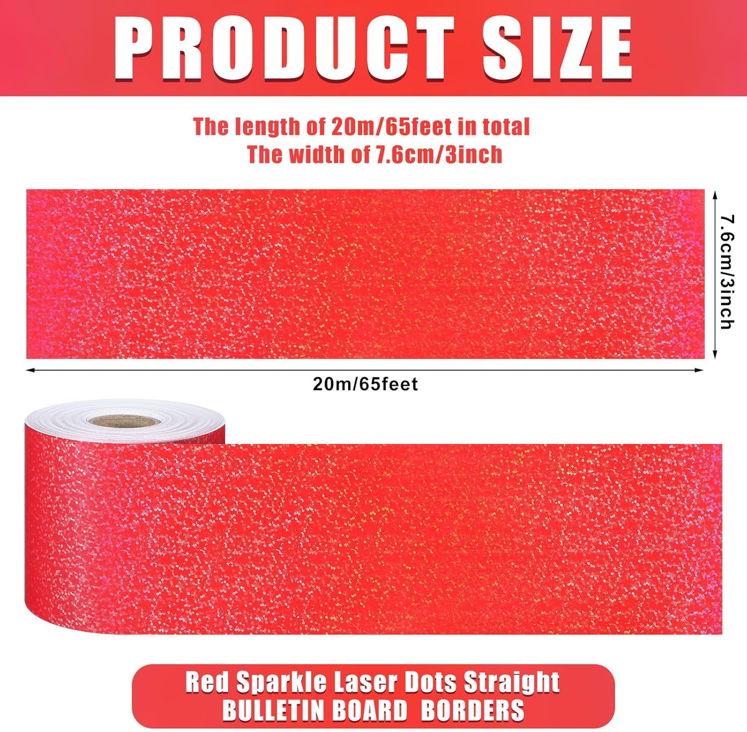 GZHJMY 65 Feet Holographic Bulletin Board Borders Sparkle Dots Straight ...