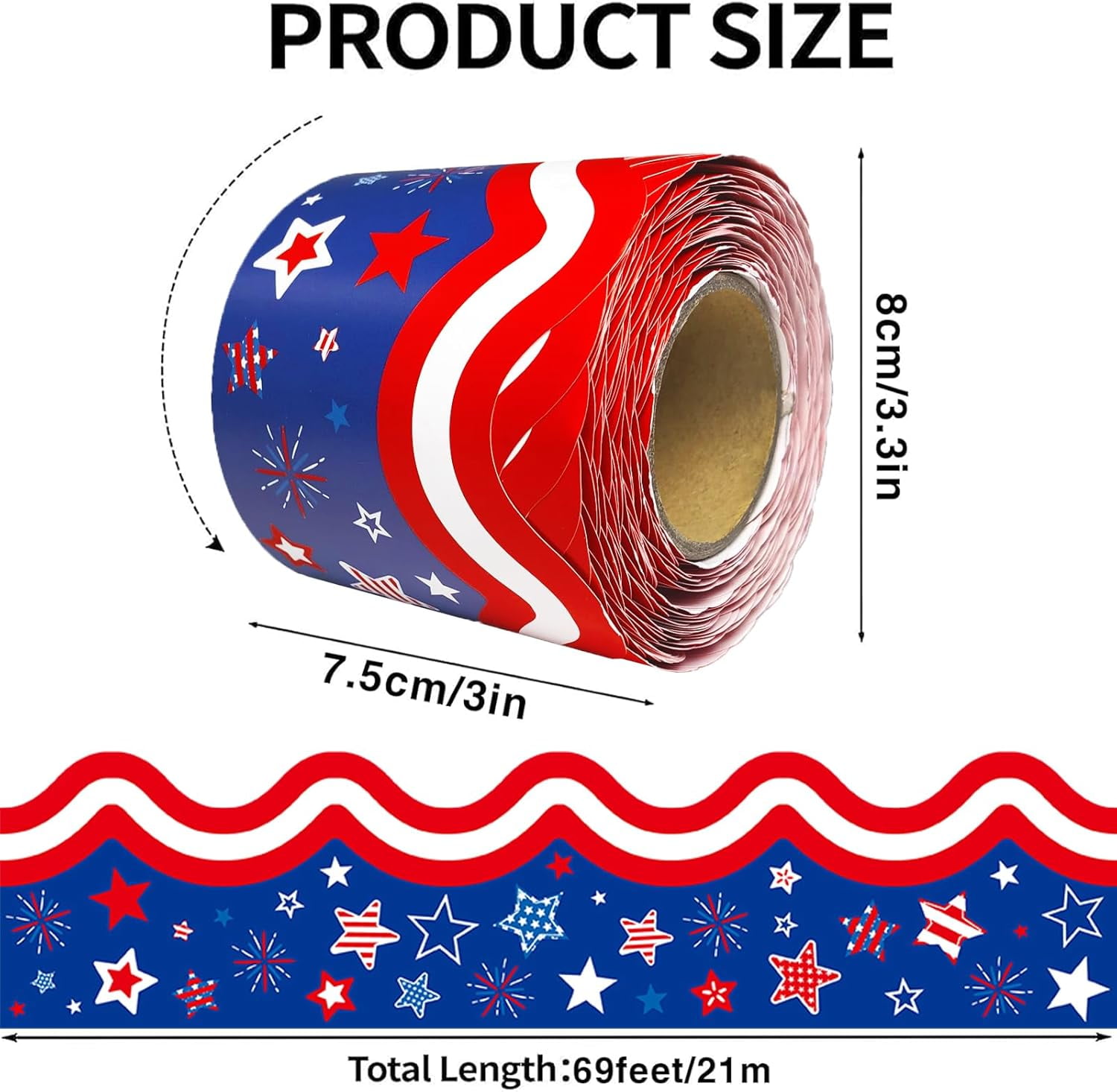 GZHJMY 69Feet Patriotic Bulletin Board Border for 4th of July Featuring ...
