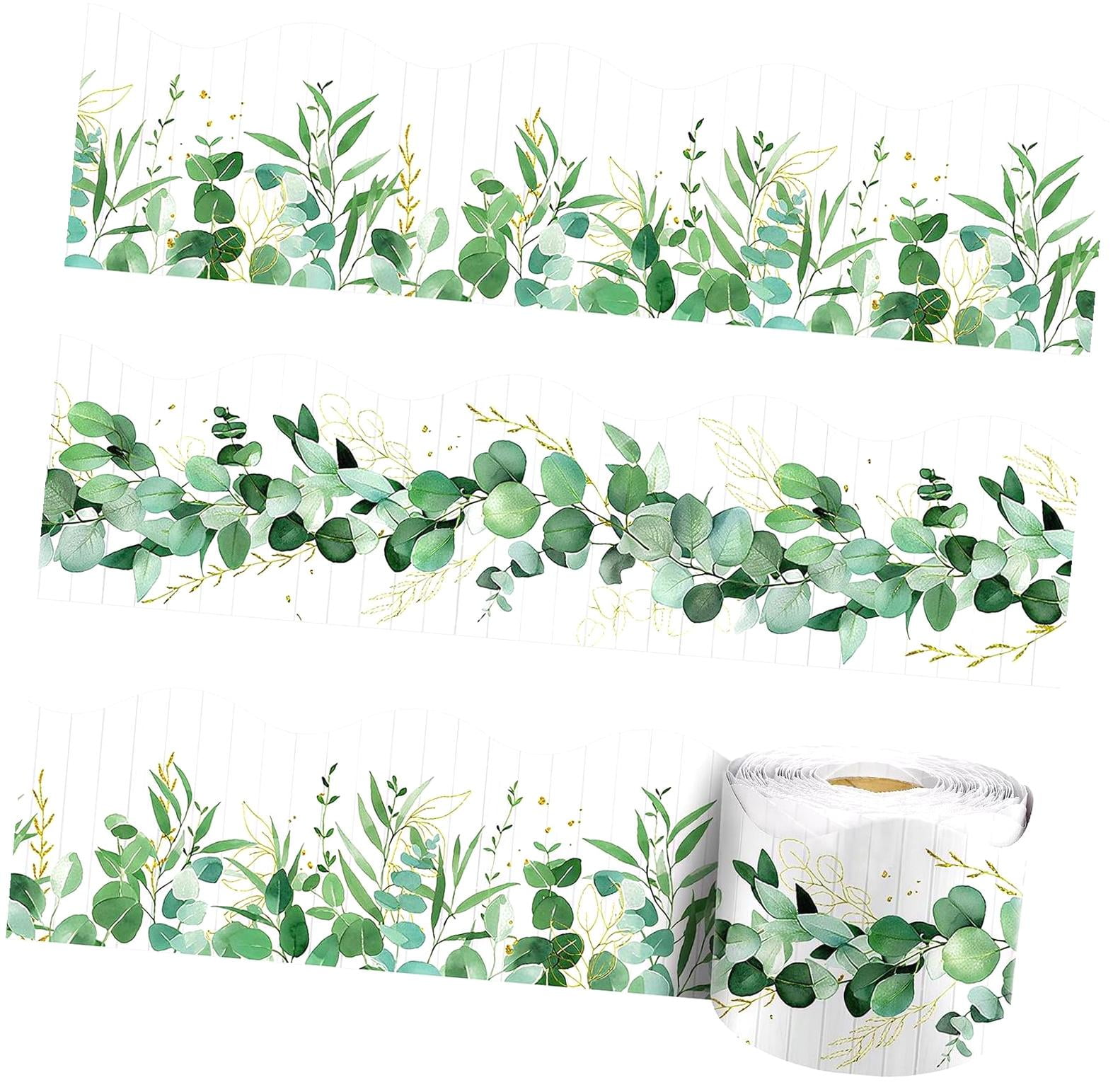 GZHJMY 72 Ft Eucalyptus Bulletin Board Borders, Boho Die-Cut Rolled ...